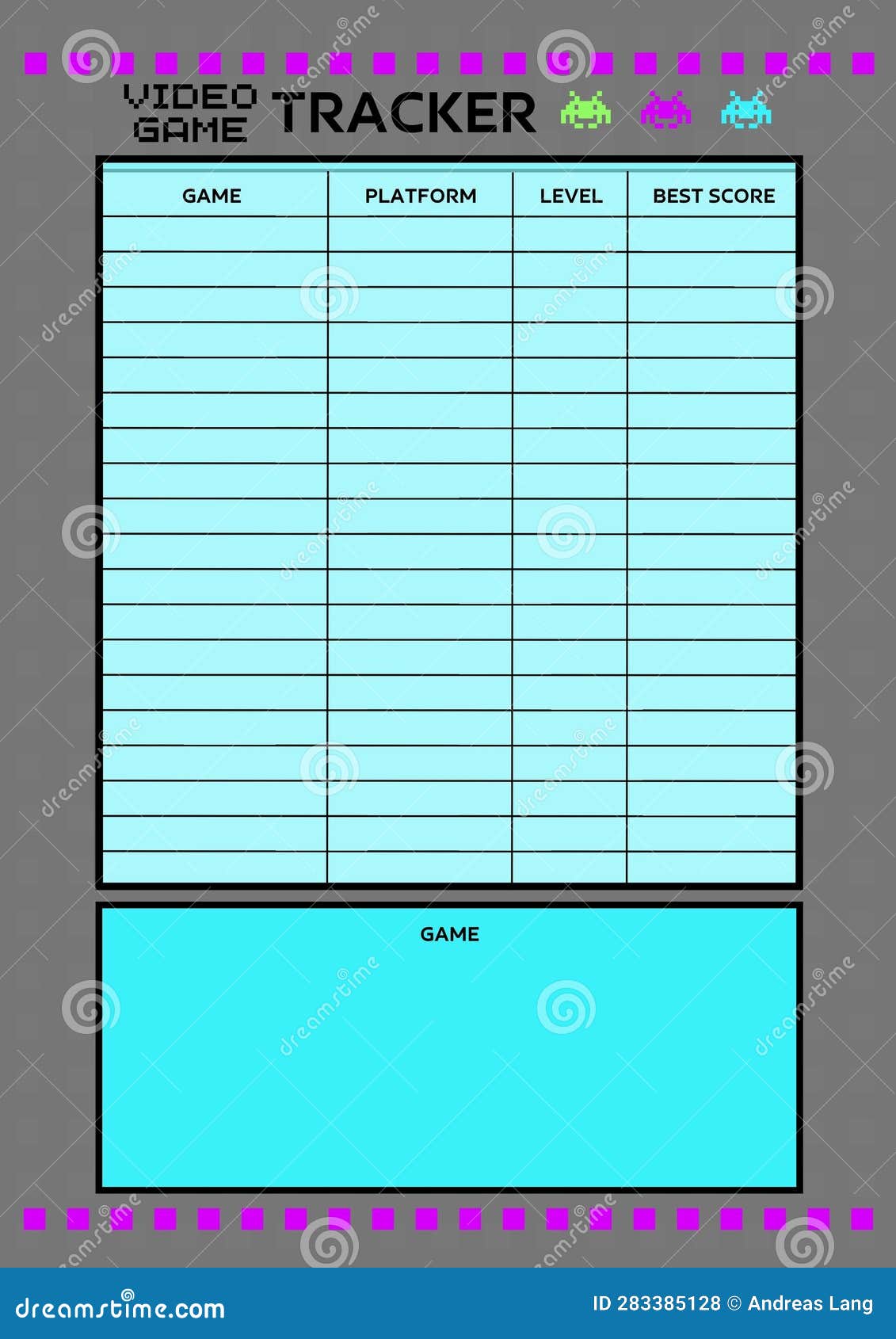 Video Game Tracker Digital Planning Insert Sheet Printable Page ...