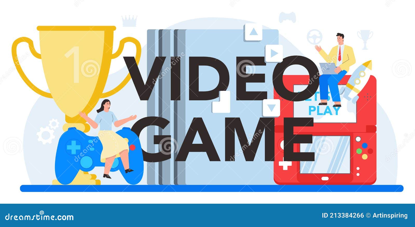 Video Game Typographic Header. Creative Process of a Computer Game ...