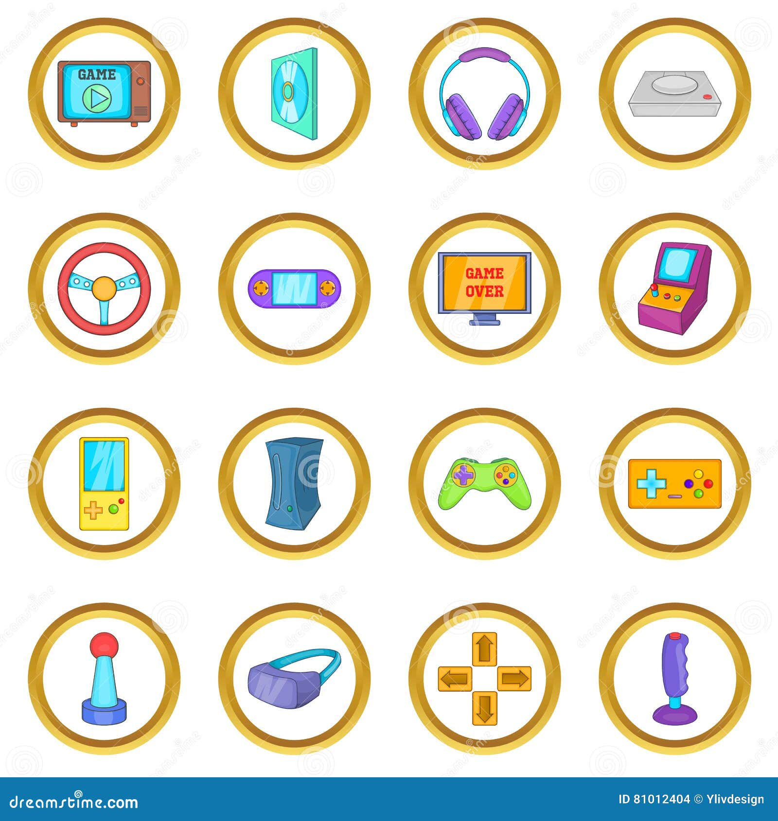 Video Game Vector Set, Cartoon Style Stock Vector - Illustration of ...