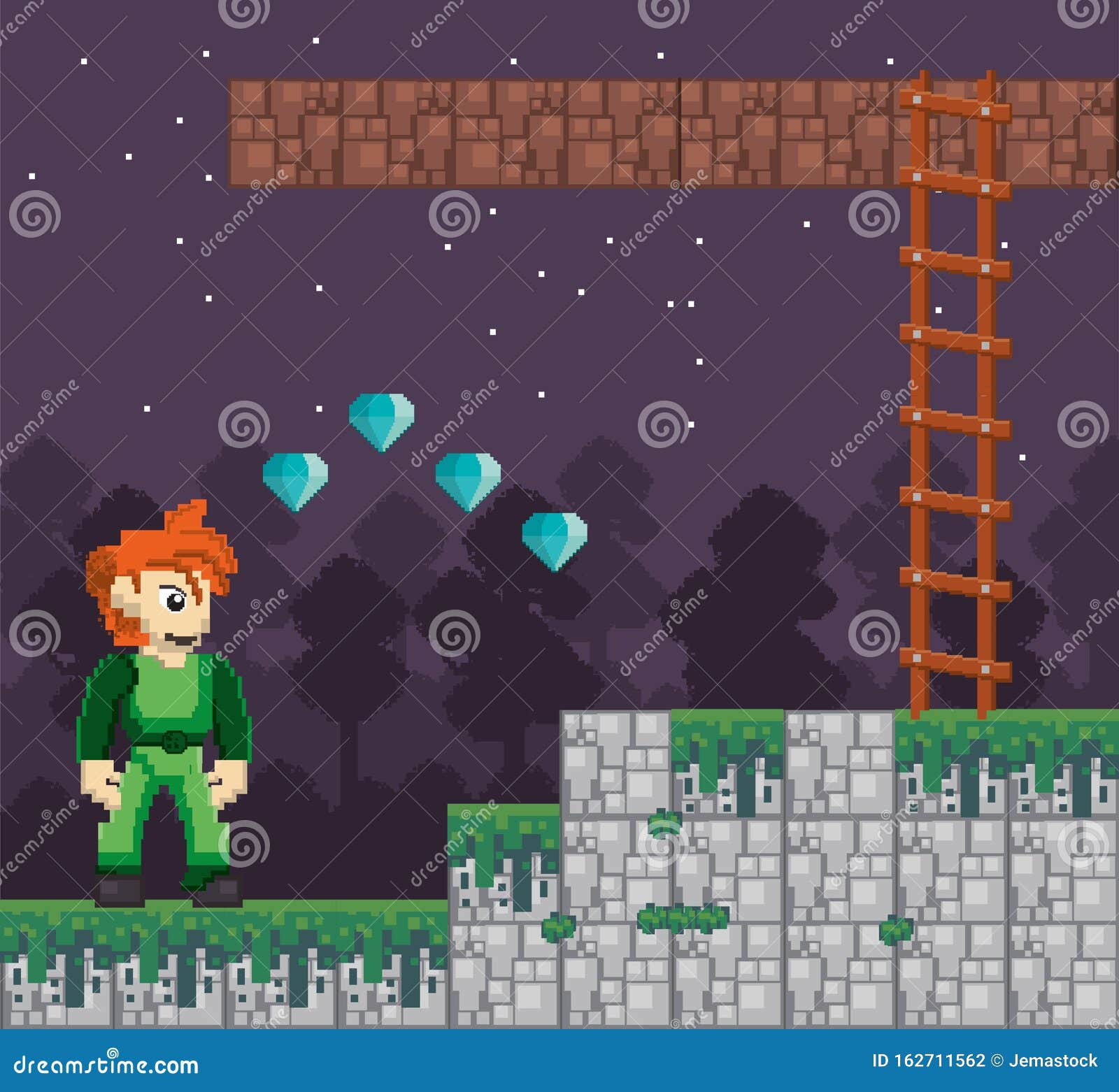 Video Game Warriors in Pixelated Scene Stock Vector - Illustration of ...