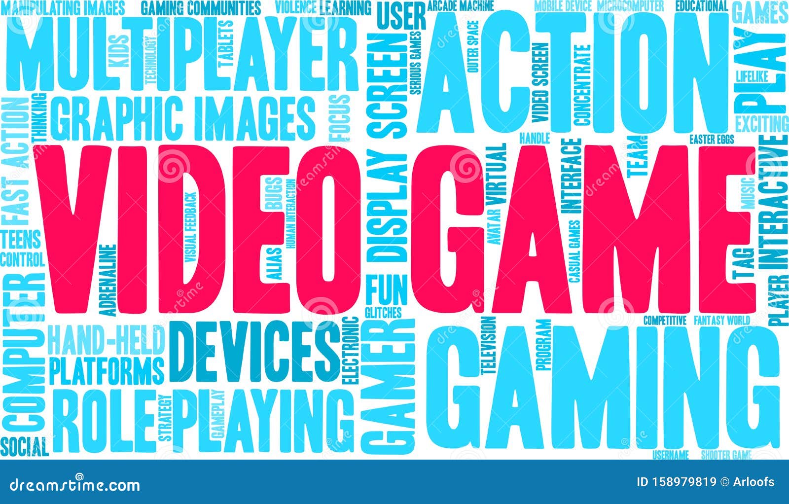 Video Game Word Cloud stock vector. Illustration of held - 158979819