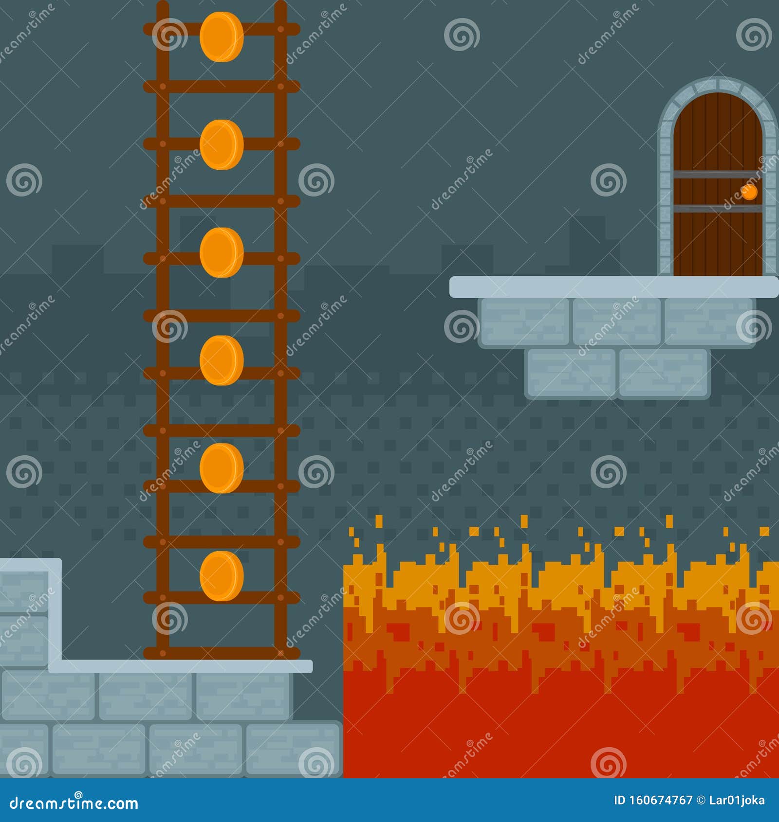 Video game world design stock vector. Illustration of pixel - 160674767