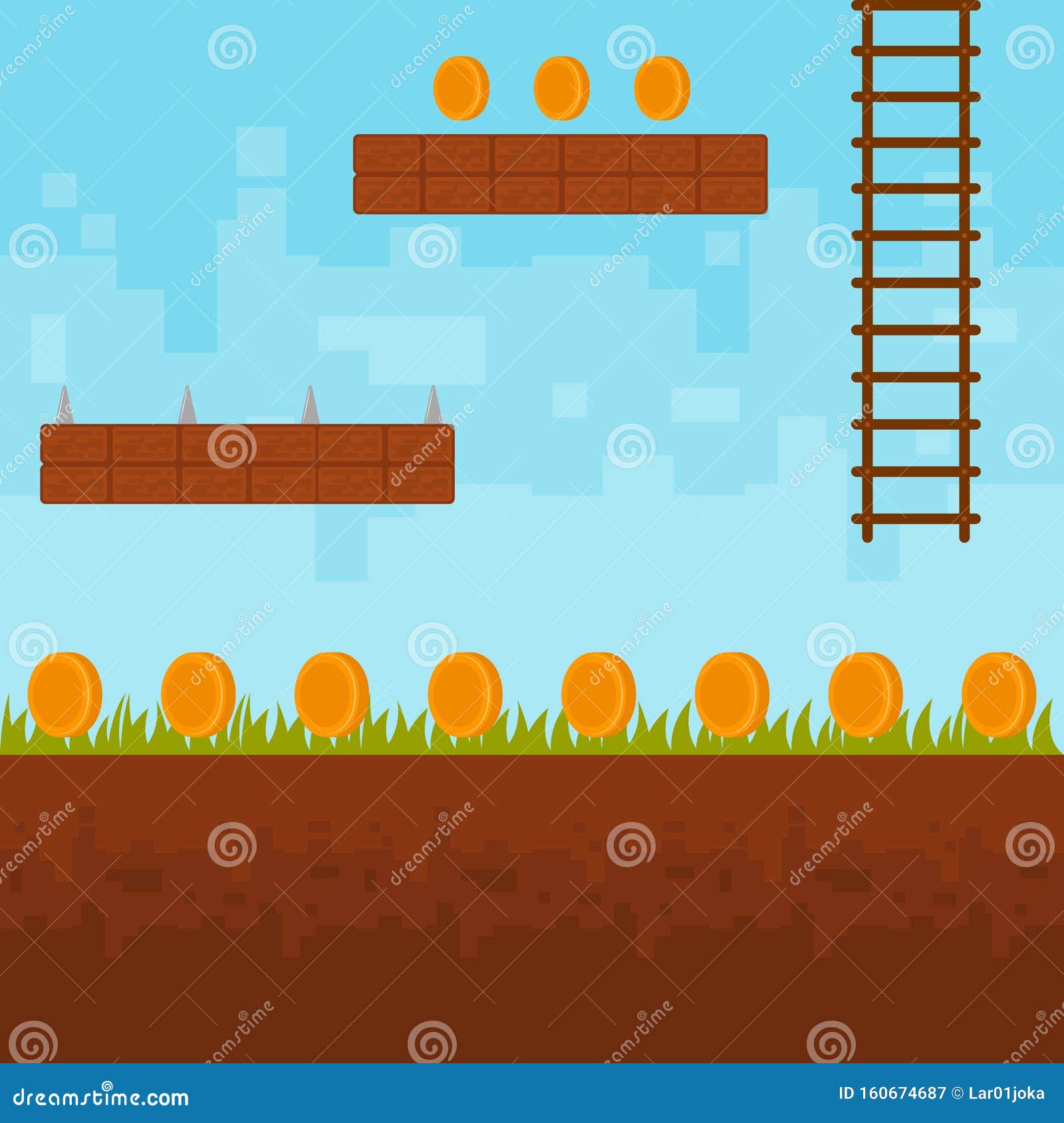 Video game world design stock vector. Illustration of platform - 160674687