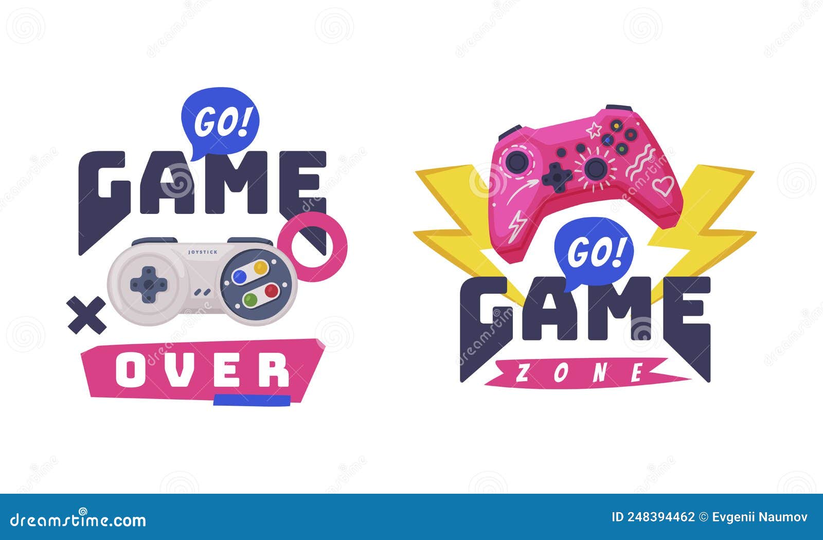 Video Game Zone Sticker with Gamepad As Game Controller and Word Vector ...