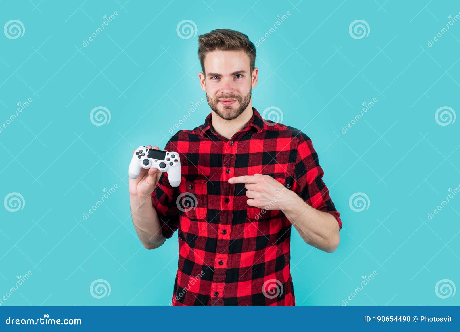 Video Games Addicted Young Guy Play with Console. Man Playing Video ...