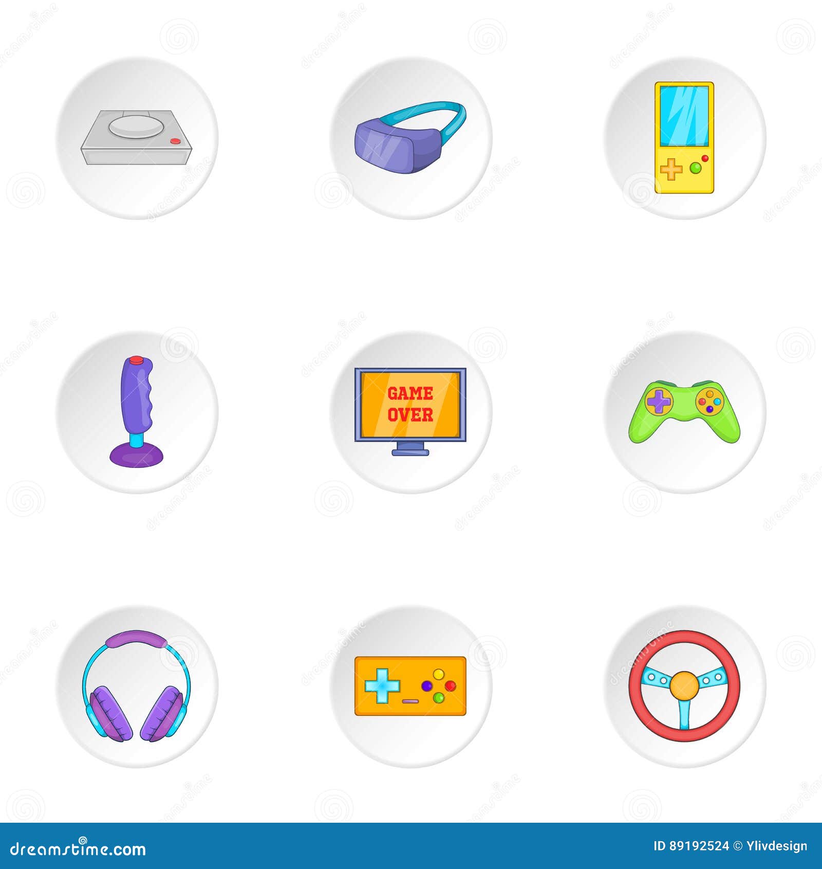 Video Games Icons Set, Cartoon Style Stock Vector - Illustration of ...