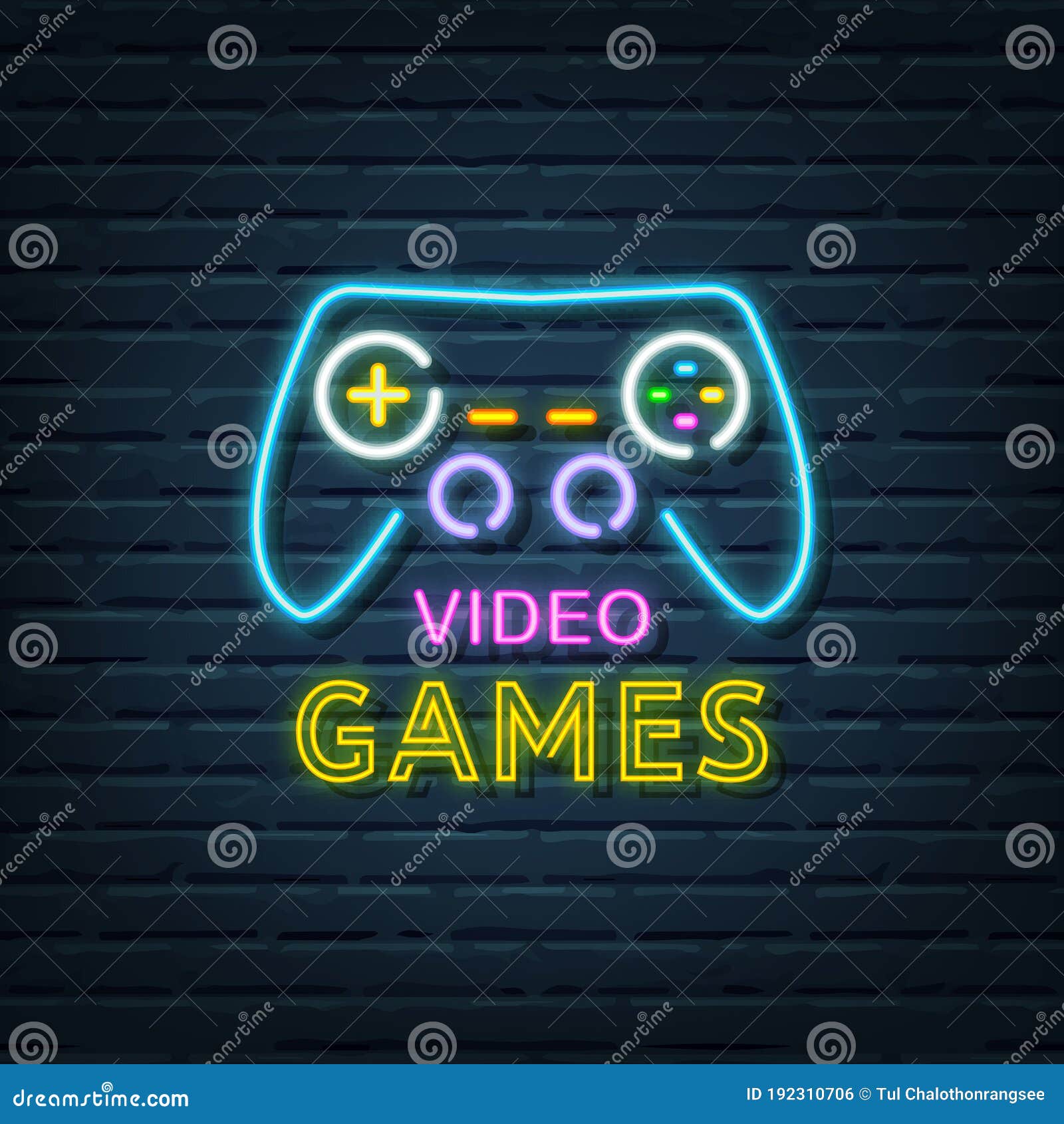 Video games neon sign stock vector. Illustration of neon - 192310706