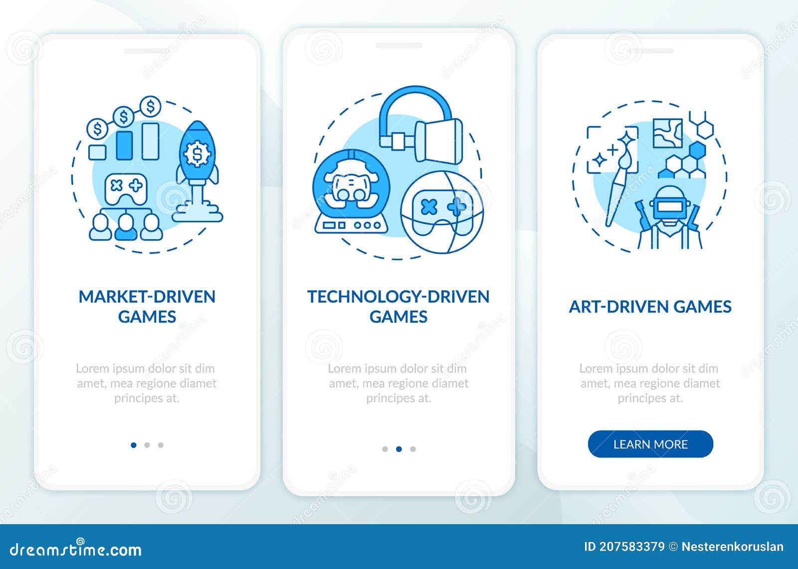 Video Games Types Onboarding Mobile App Page Screen with Concepts Stock ...