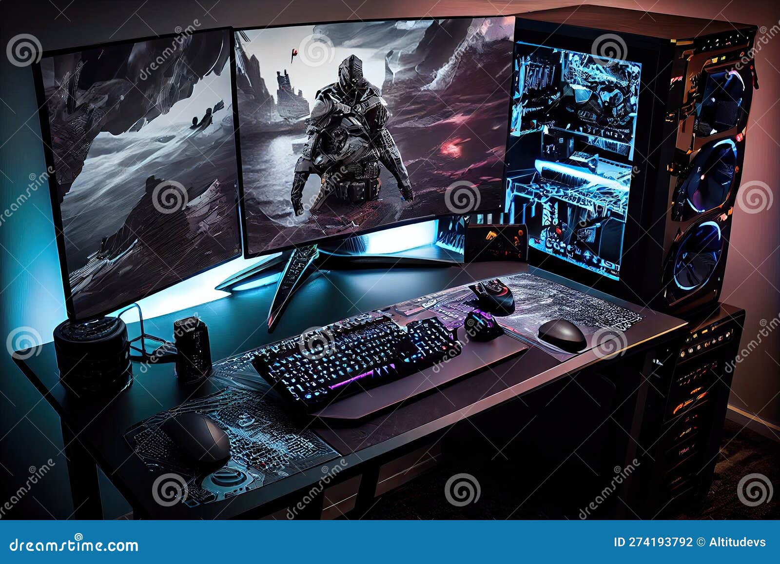 Video Gaming Desk with Computer and High-end Hardware, Including ...