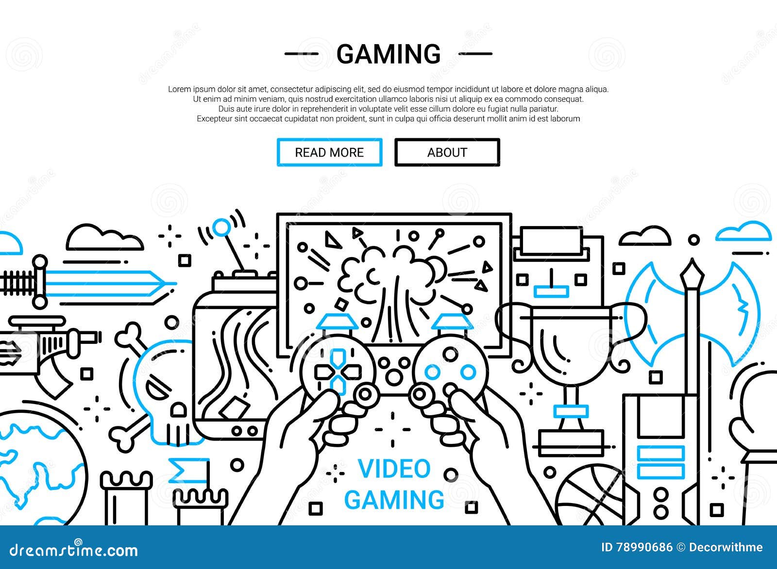 Video Gaming Line Design Composition Stock Illustrations – 23 Video ...