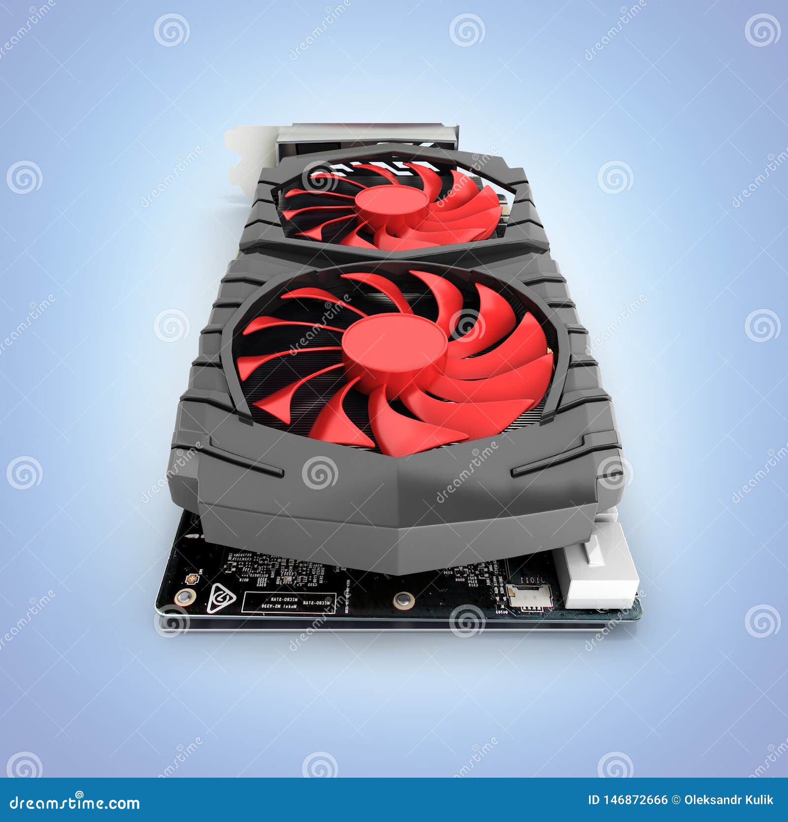Video Graphic Card GPU Isolated on Blue Gradient Background 3d Render ...