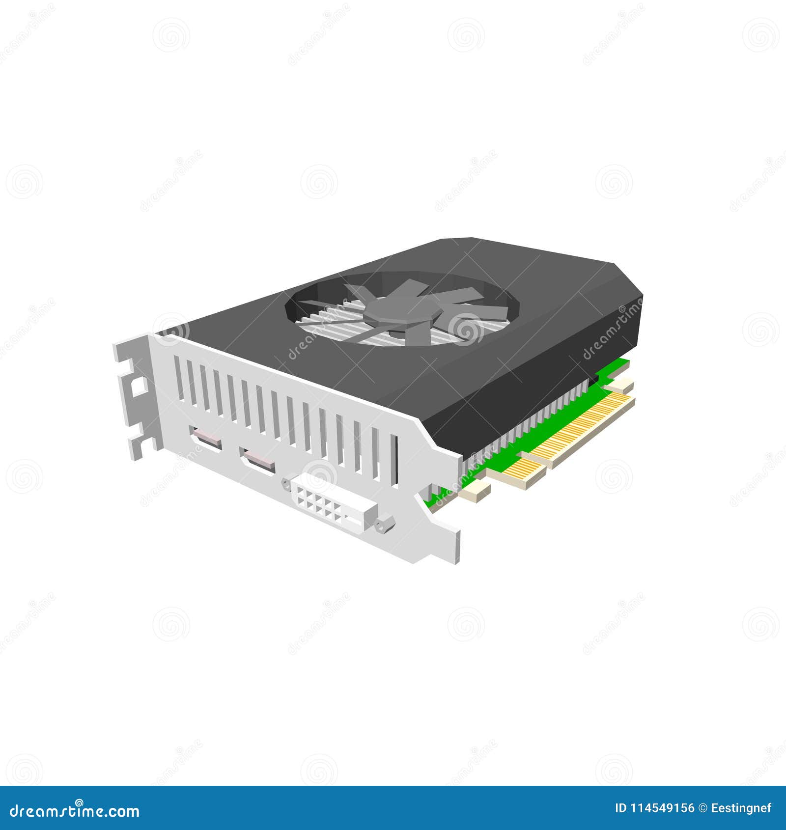 Video Graphic Card,GPU. Isolated on White Background. Vector Ill Stock ...