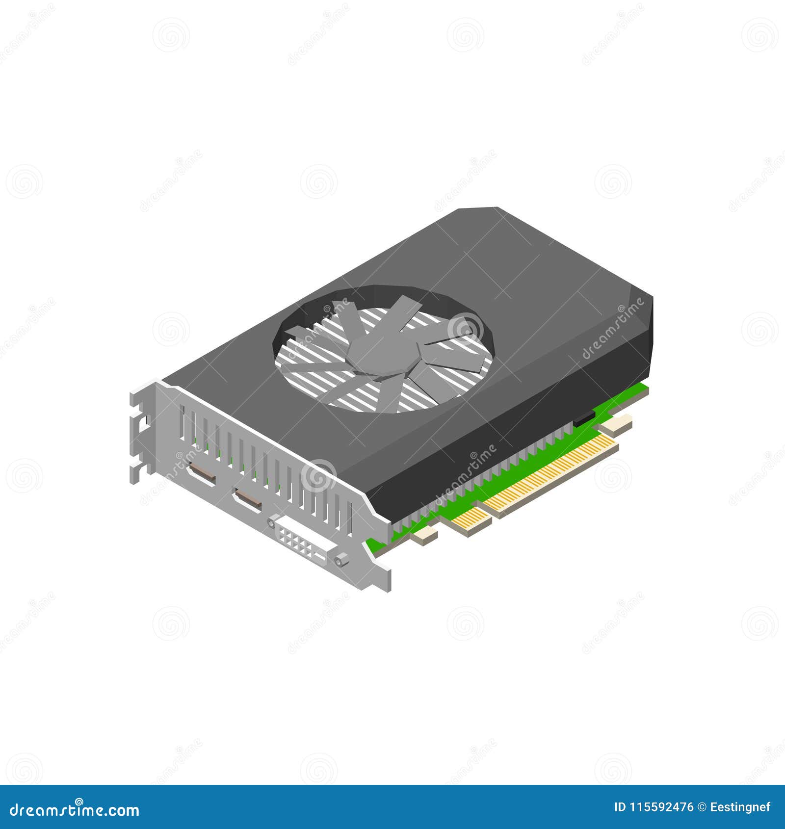 Video Graphic Card,GPU. Isolated on White Background. Vector Ill Stock ...