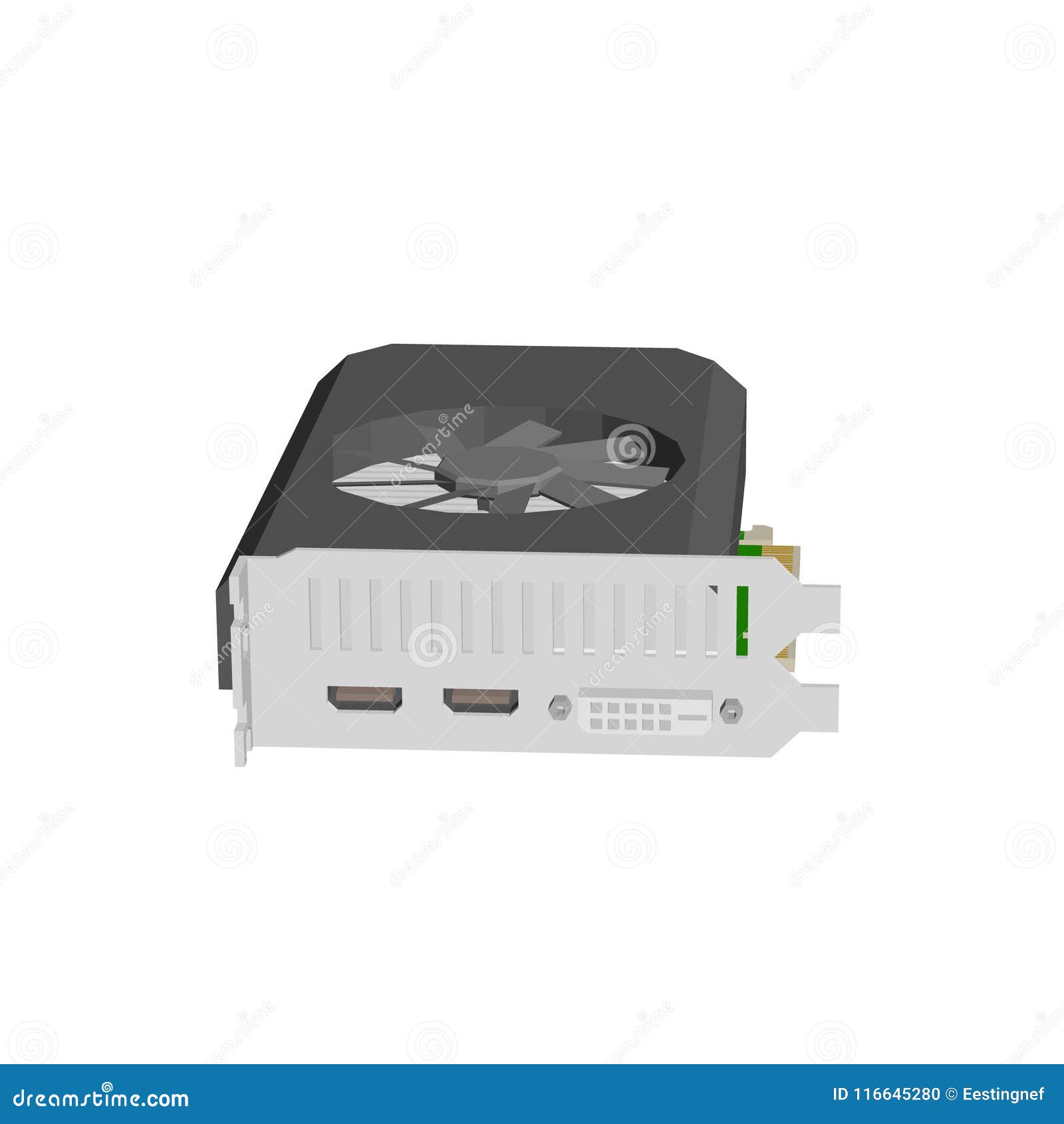 Video Graphic Card,GPU. Isolated on White Background. Vector Ill Stock ...