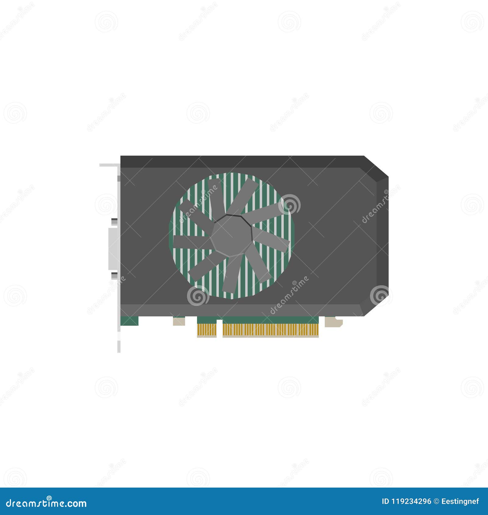 Video Graphic Card,GPU. Isolated on White Background. Vector Ill Stock ...