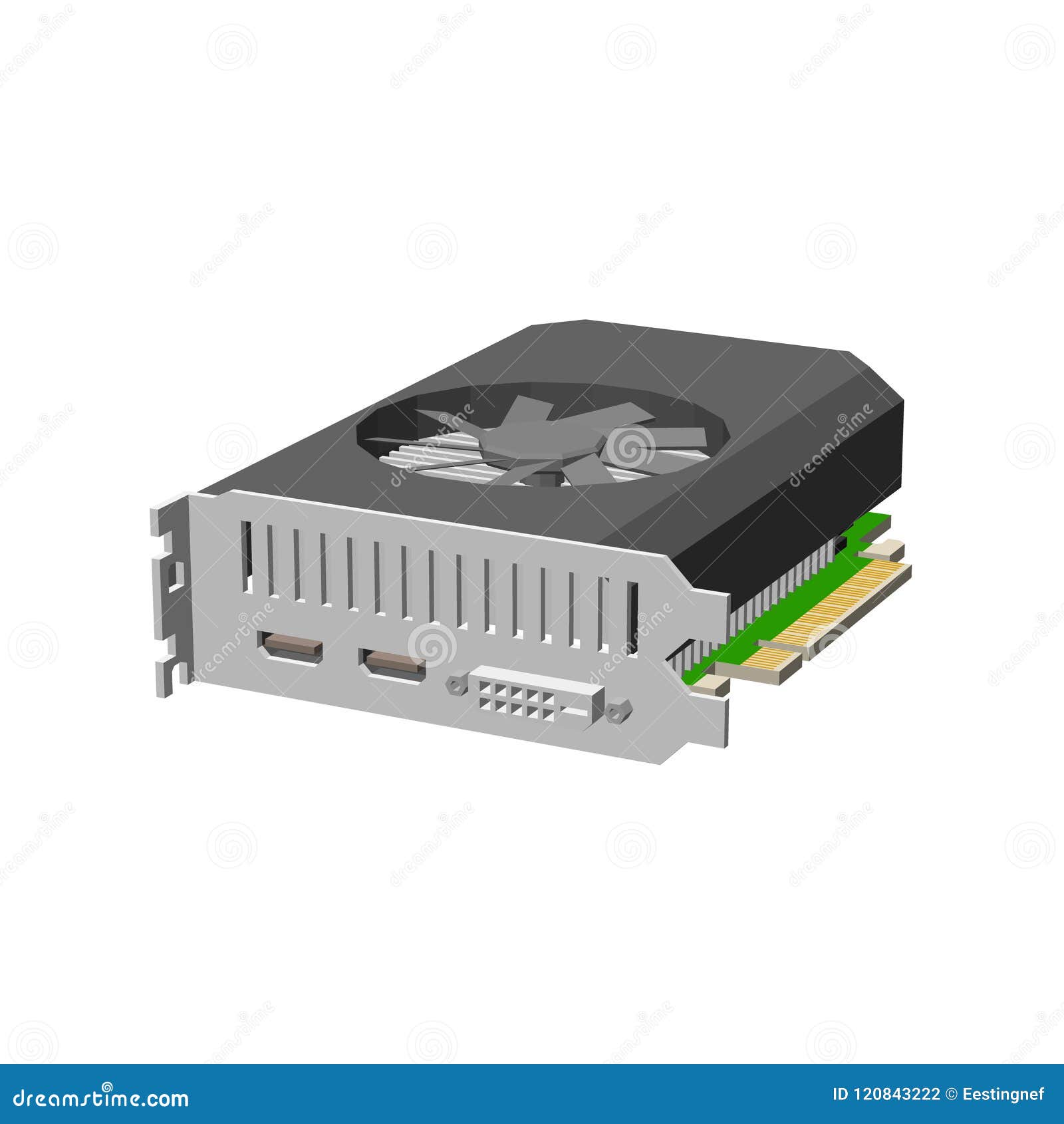 Video Graphic Card,GPU. Isolated on White Background. Vector Ill Stock ...