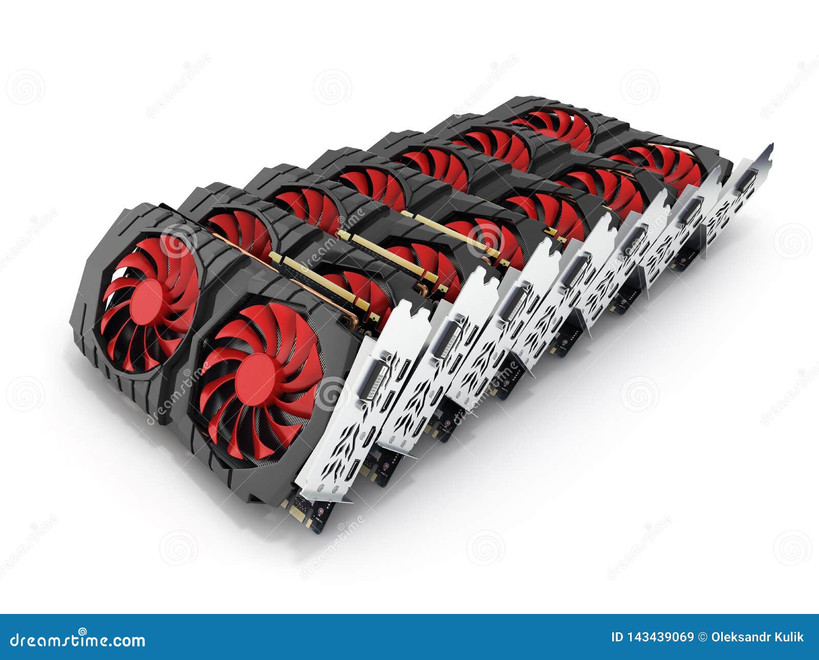 Video Graphic Cards GPU Isolated on White Background 3d Render Stock ...