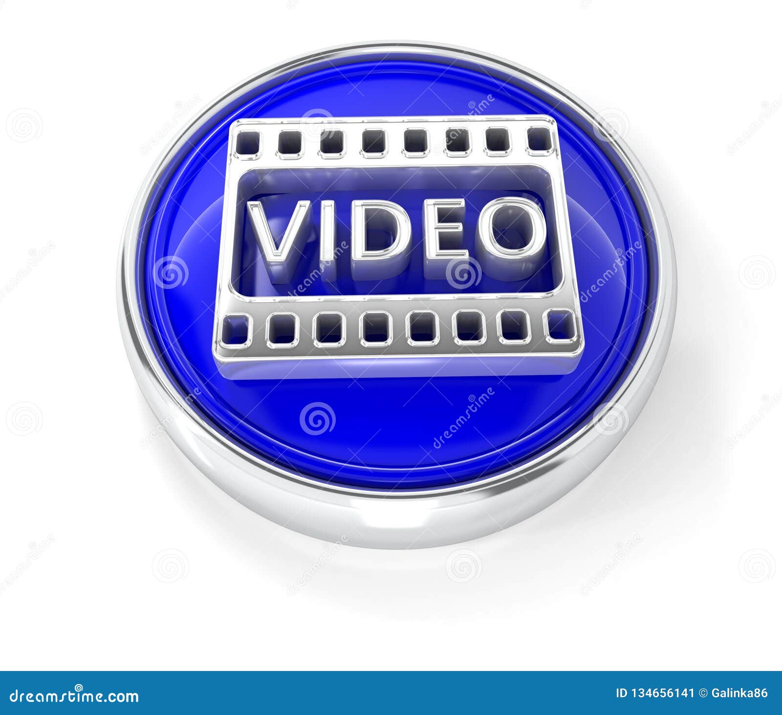 Video Icon on Glossy Blue Round Button Stock Illustration ...