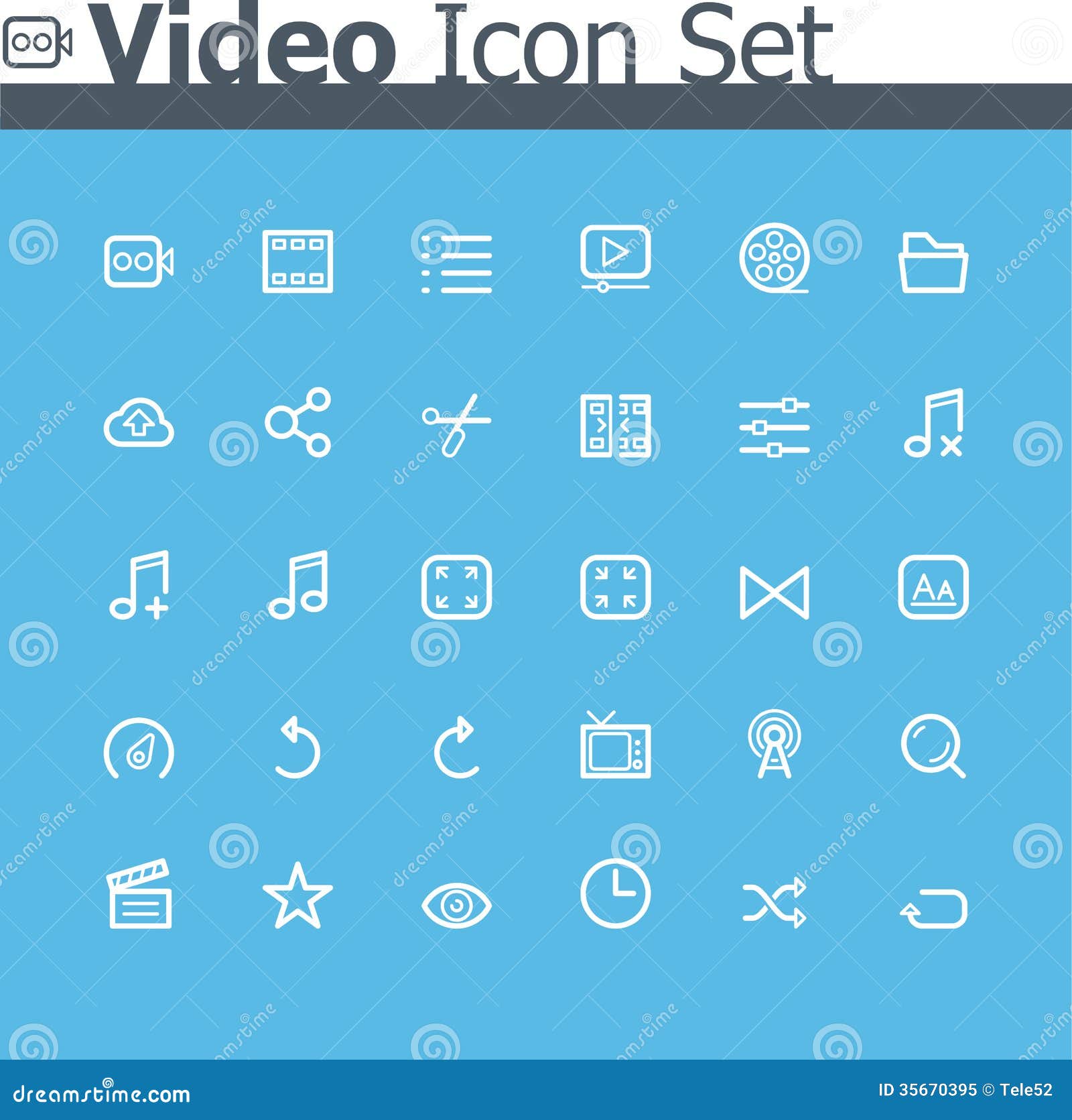Video icon set stock vector. Illustration of design, flat - 35670395