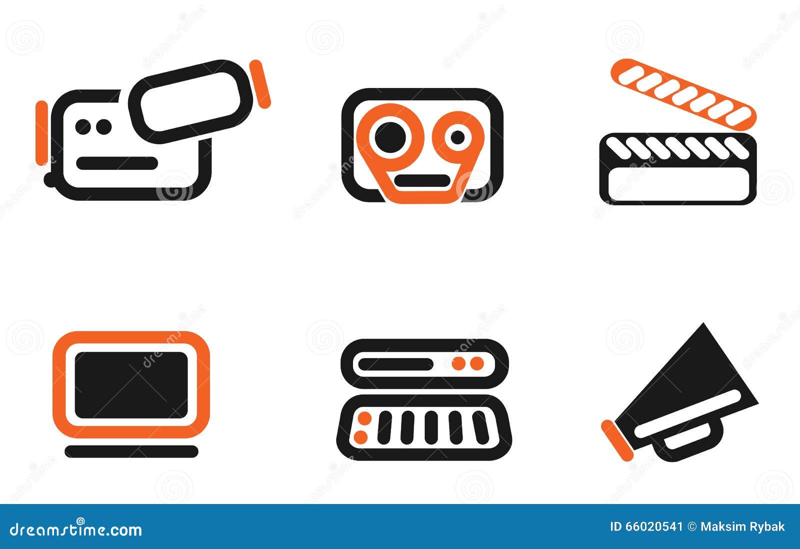 Video icon set stock vector. Illustration of media, product - 66020541