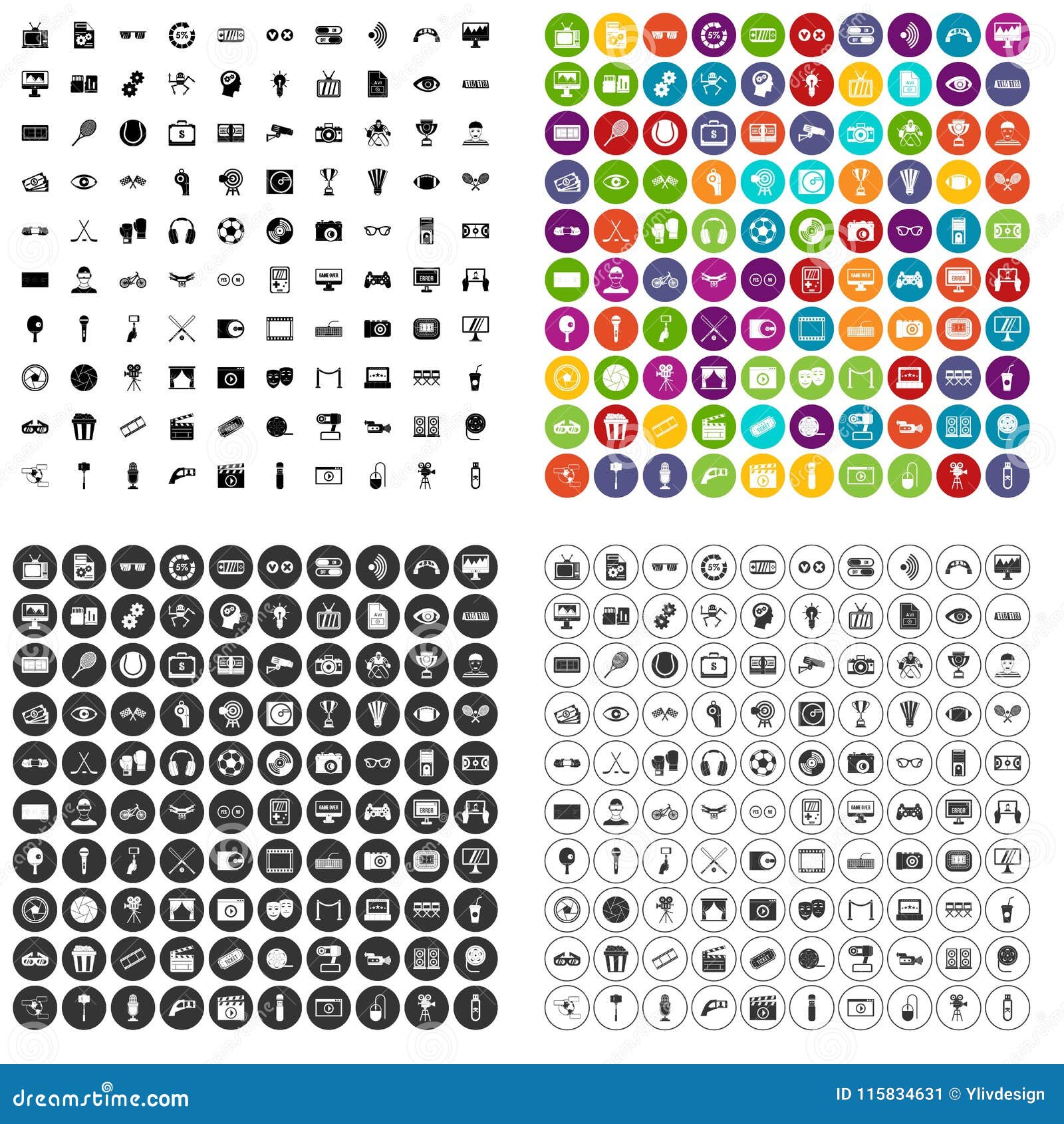 100 Video Icons Set Vector Variant Stock Vector - Illustration of ...