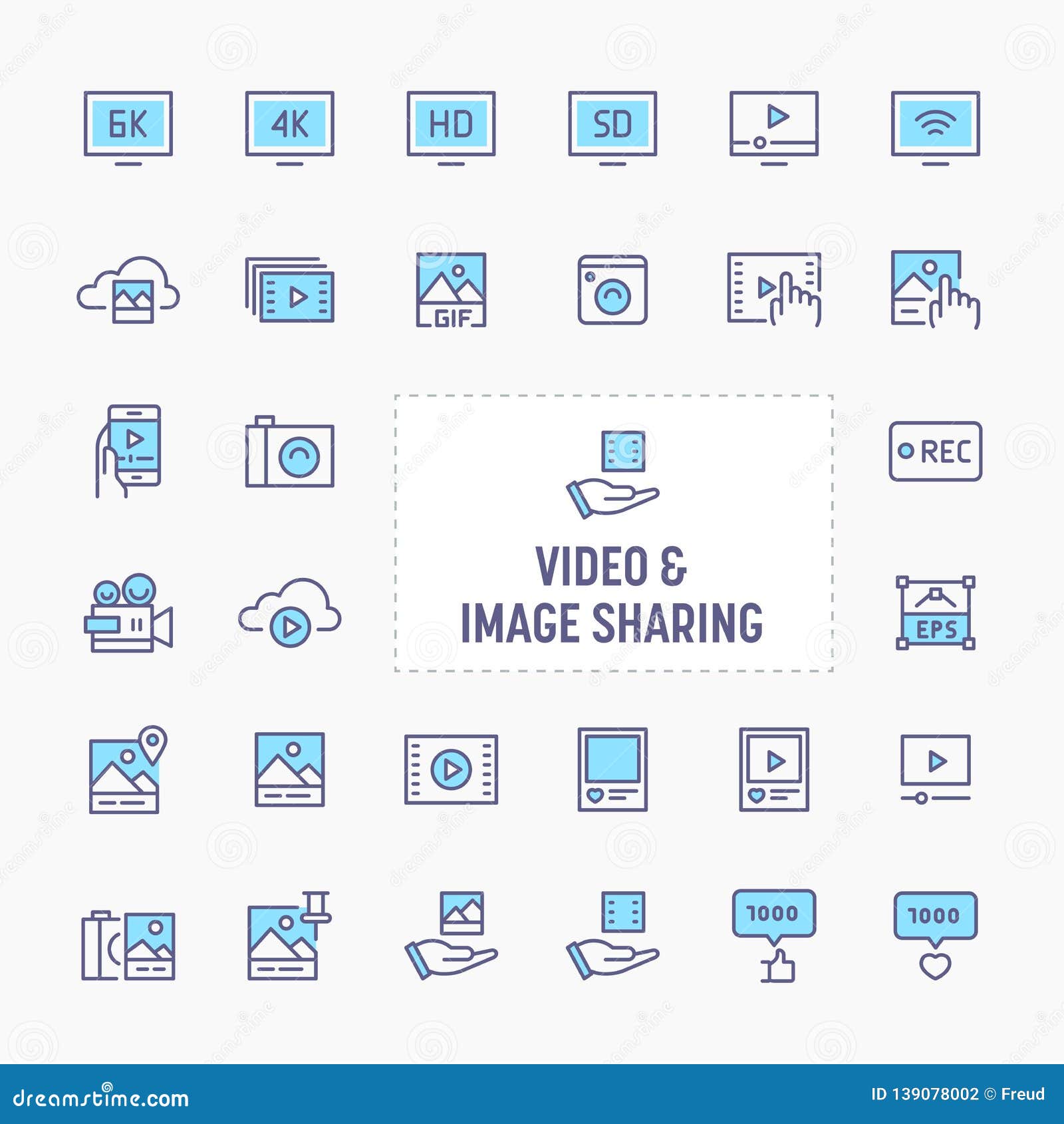 Video & Image Sharing Icon Set Stock Vector - Illustration of ...
