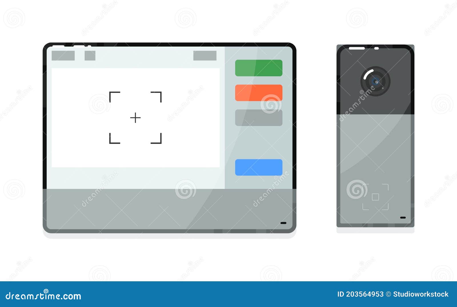 Video Intercom Camera and Display Unit Isolated on White Stock Vector ...
