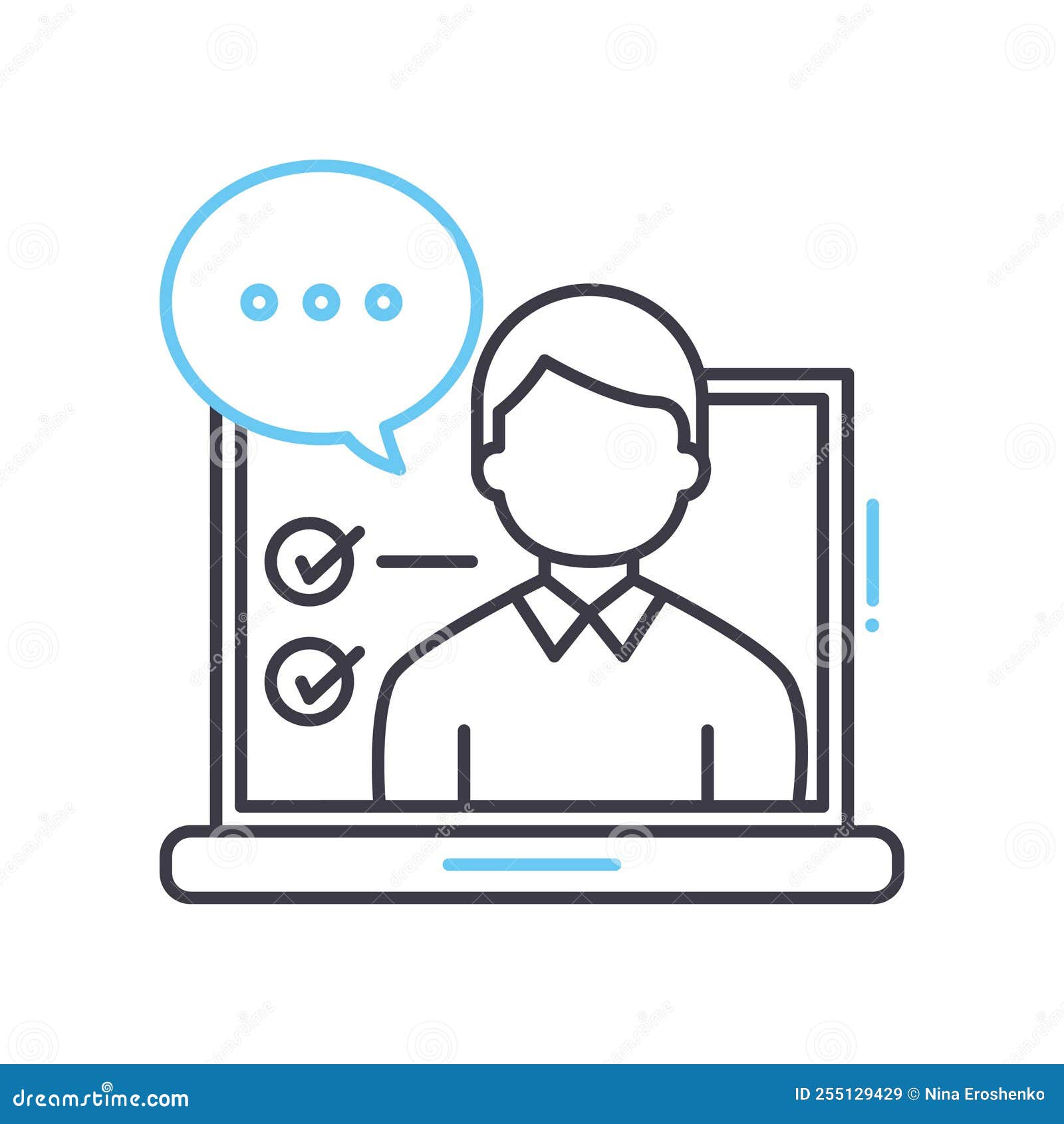 Video Interview Line Icon, Outline Symbol, Vector Illustration, Concept ...