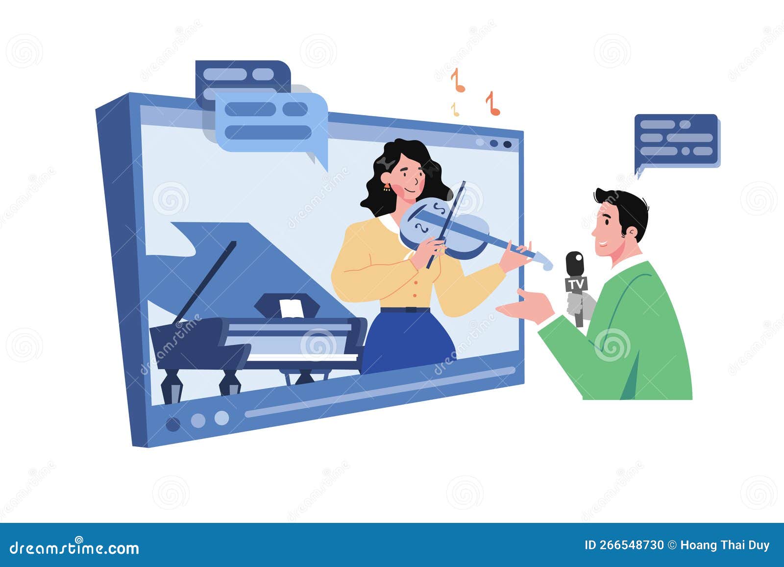 Video Interview with Musician Illustration Concept on White Background ...