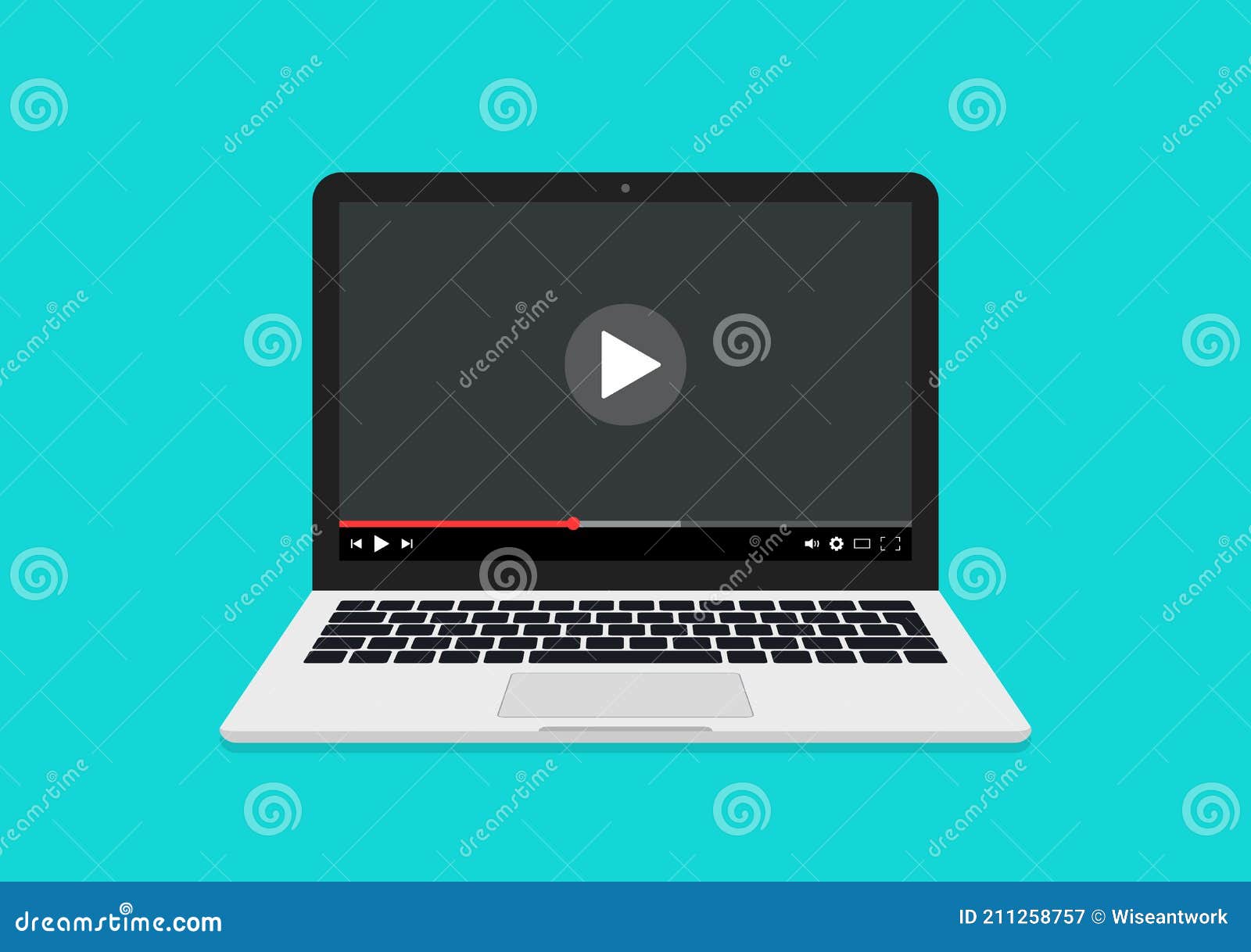 Video on Laptop. Online Webinar on Computer. Video Player on Laptop ...