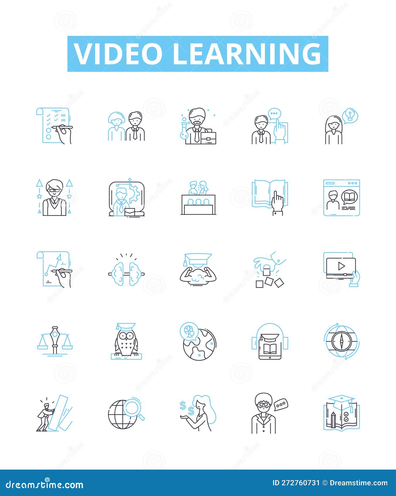 Video Learning Vector Line Icons Set. Video, Learning, Course, Tutorial ...