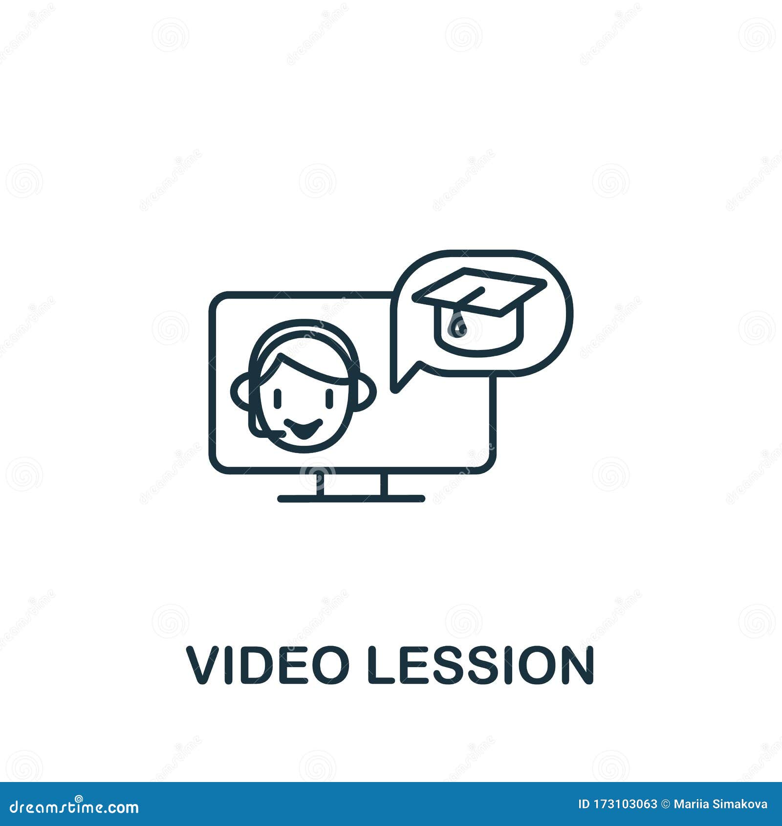 Video Lesson Icon from E-learning Collection. Simple Line Element Video ...