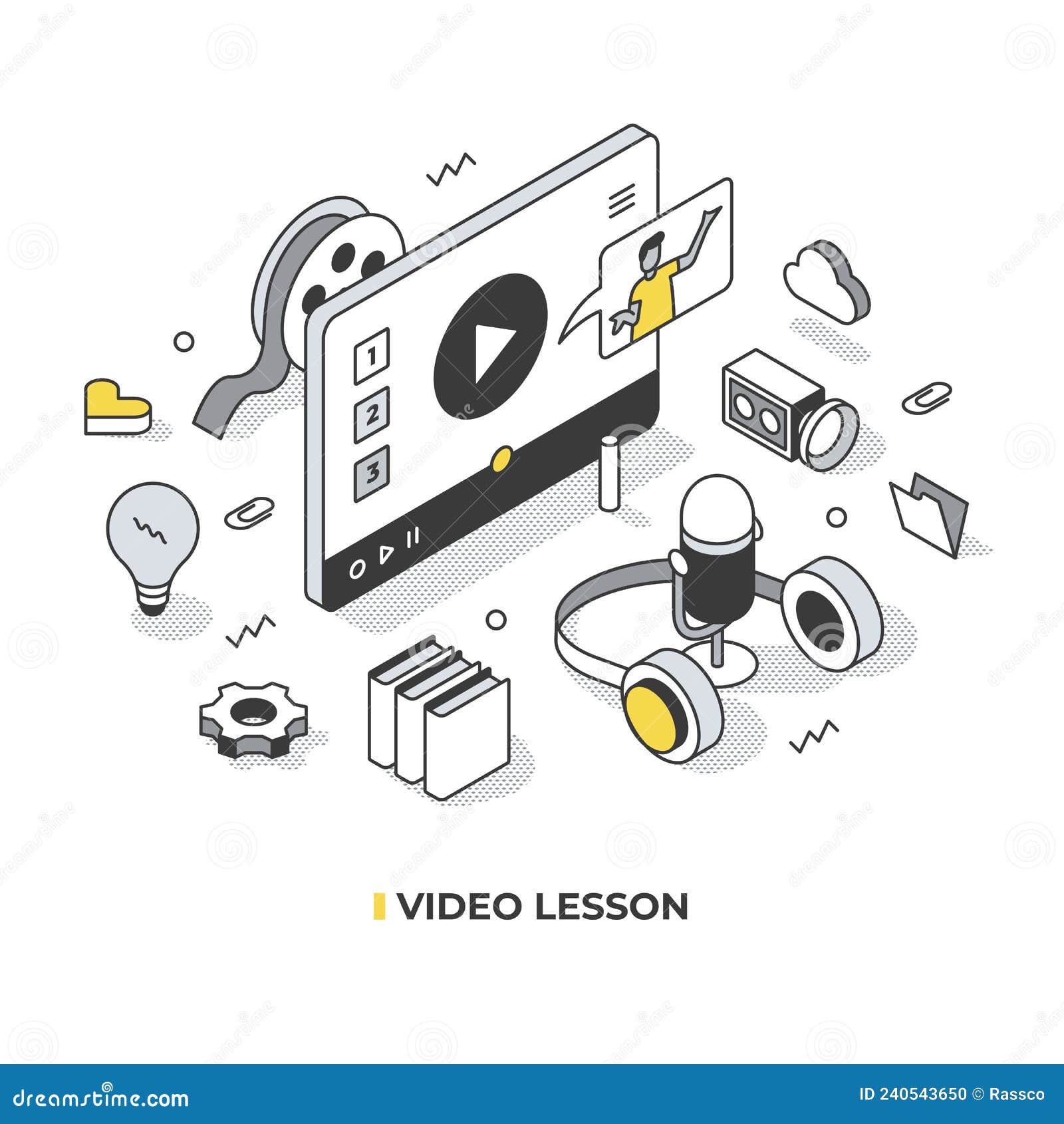 Video Lesson Isometric Illustration Stock Vector - Illustration of ...