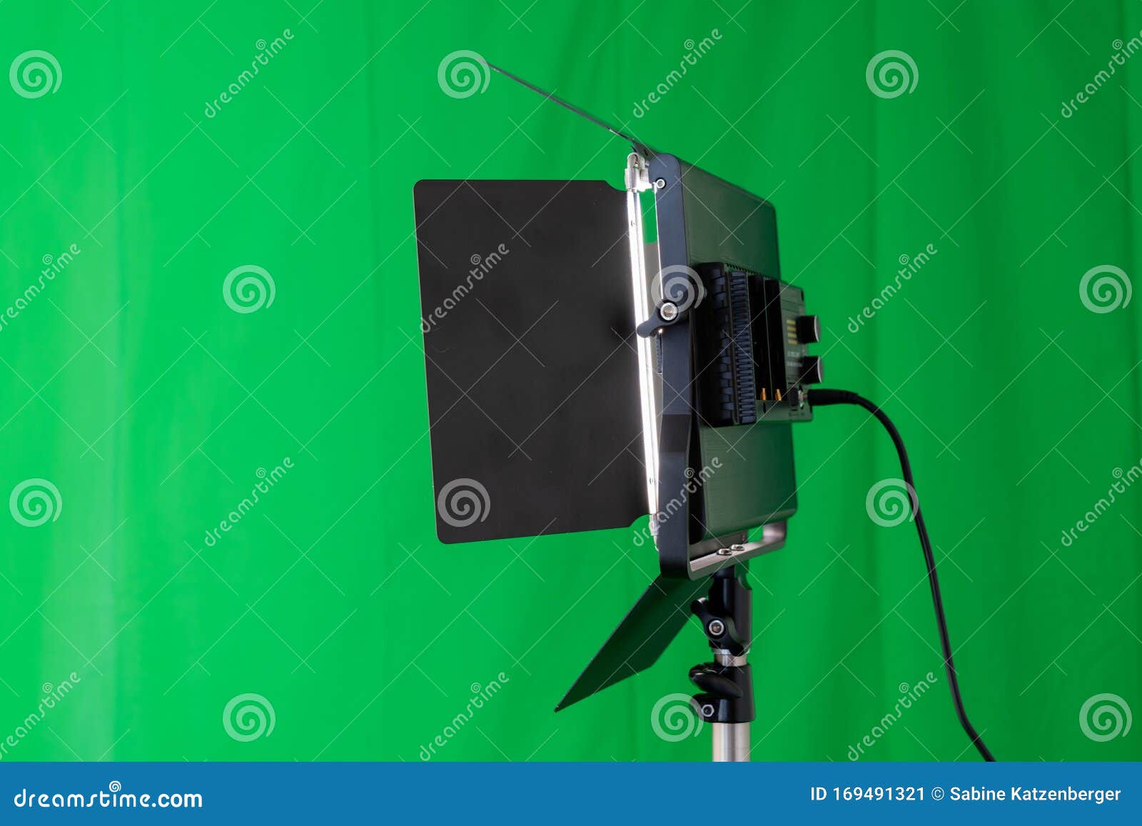 Video Light in Front of a Green Screen Stock Image - Image of interview ...