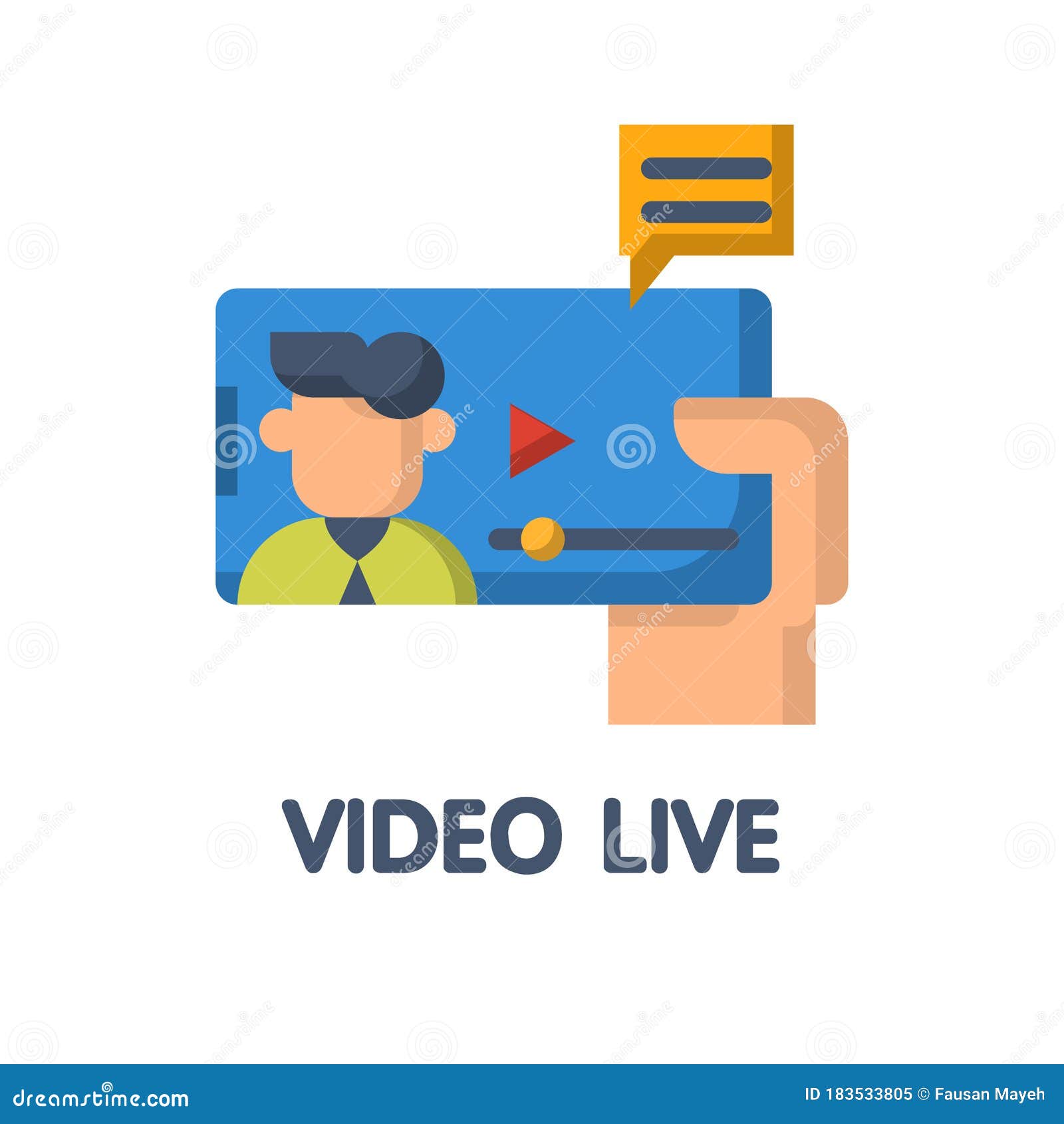 Video Live Flat Icon Style Design Illustration on White Background ...