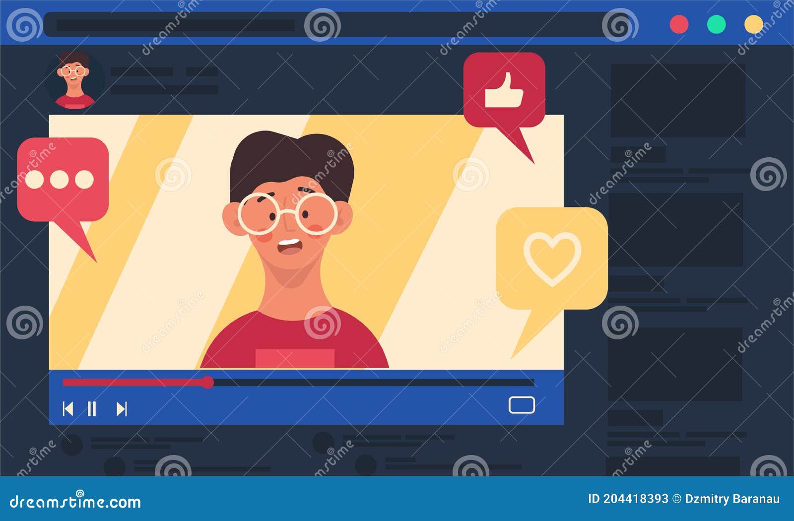 Video Live Streaming Concept. the Man Talks on Video Online Stock ...