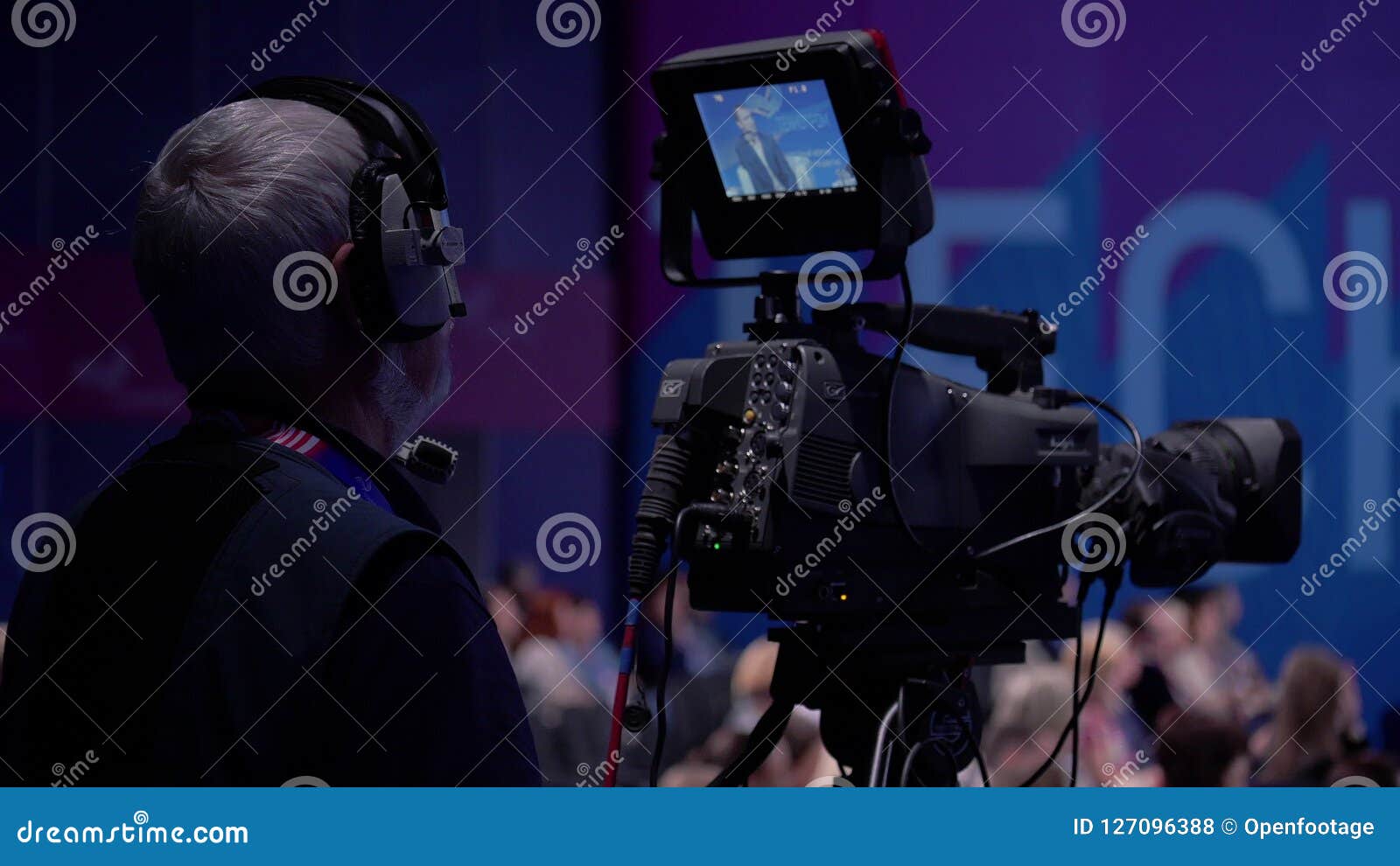 Video Man Behind of Camera on Press Conference Stock Footage - Video of ...