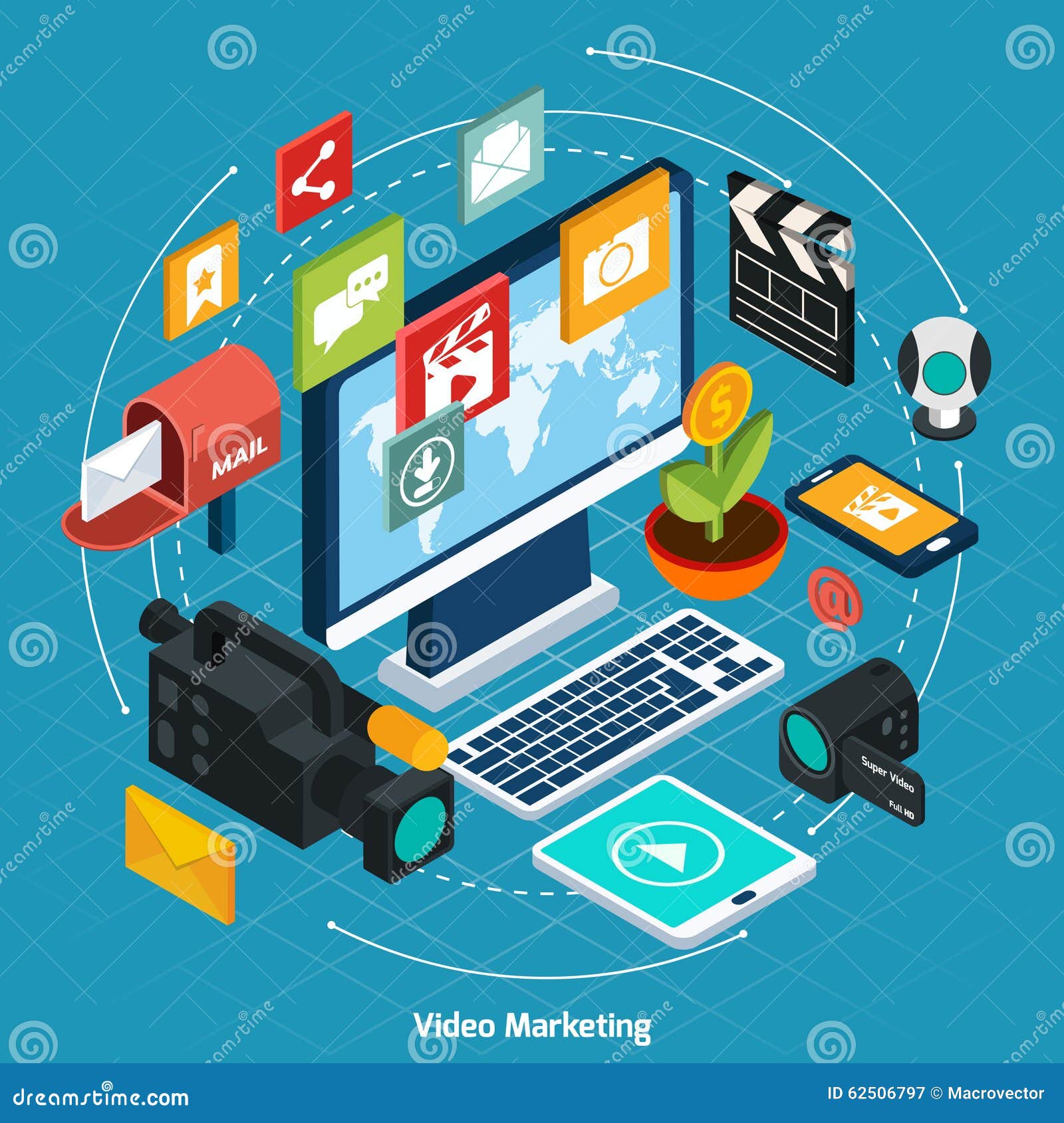 Video Marketing Isometric Stock Illustrations – 2,667 Video Marketing ...