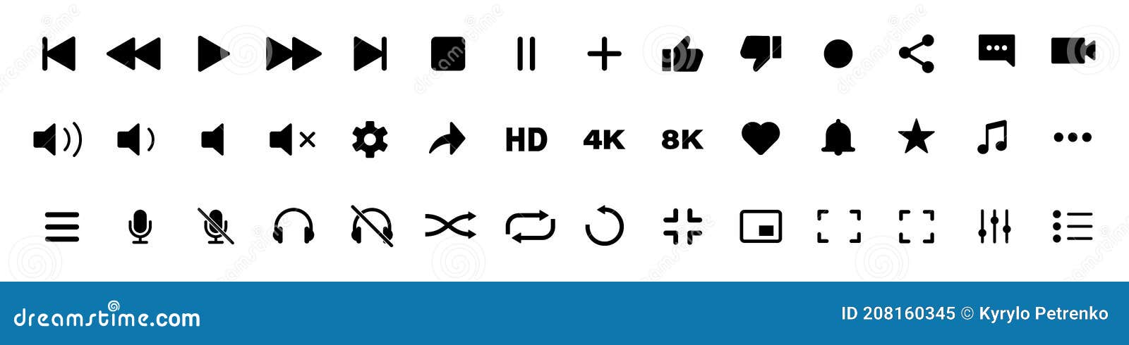 Video Media Player Icons Vector Set. Multimedia Music Audio Control ... Video Media Player Icons Vector Set. Multimedia Music Audio Control ...