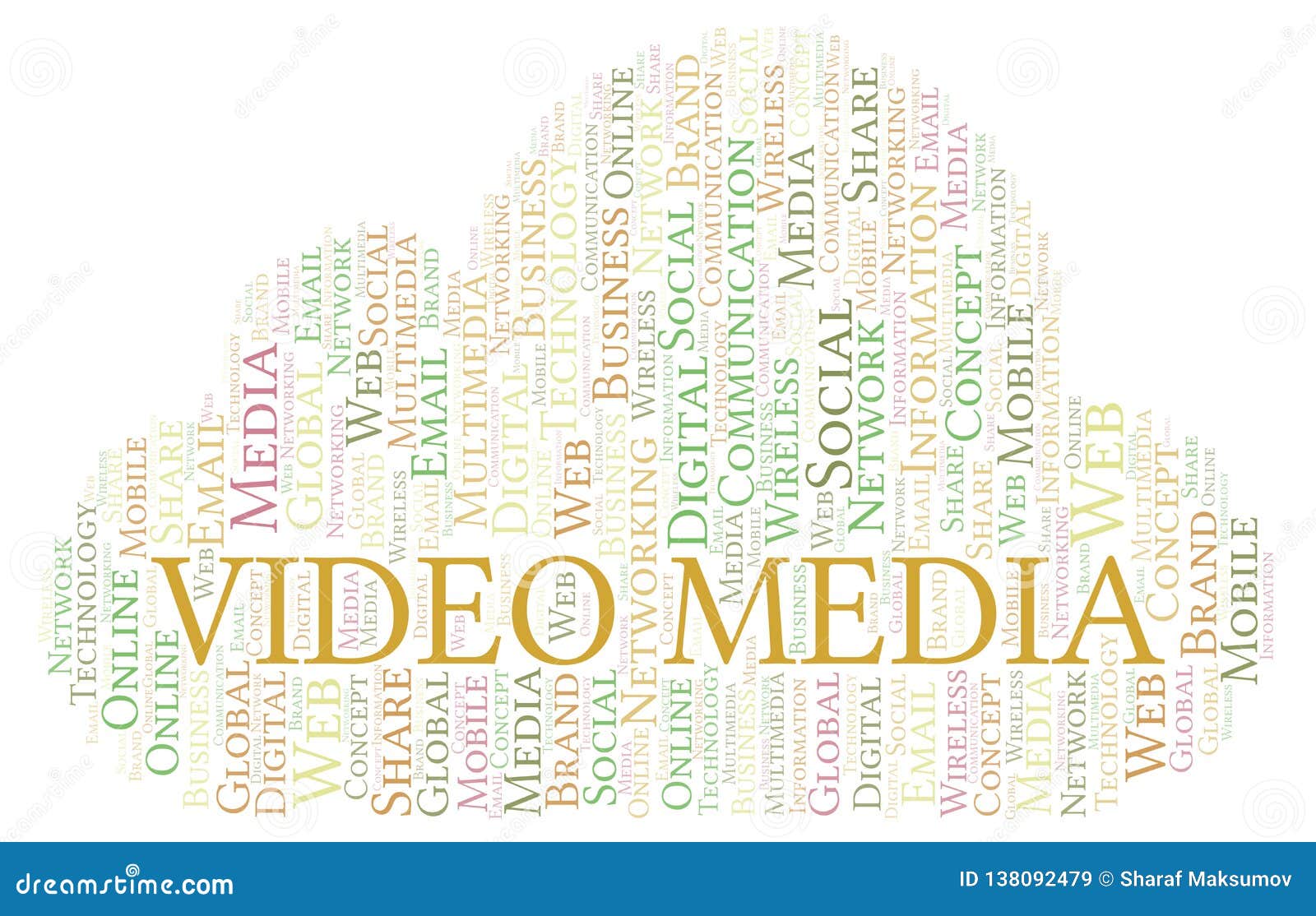 Video Media word cloud stock illustration. Illustration of social ...