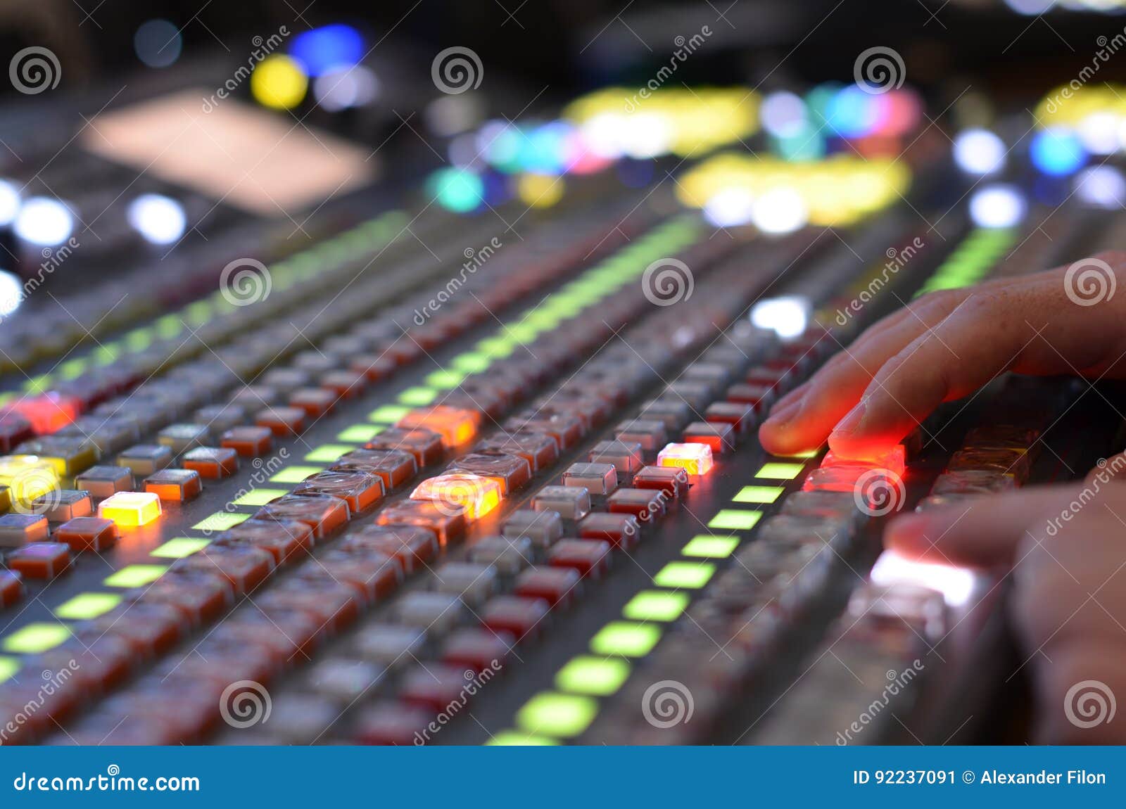 Video mixer use stock image. Image of hand, display, light - 92237091