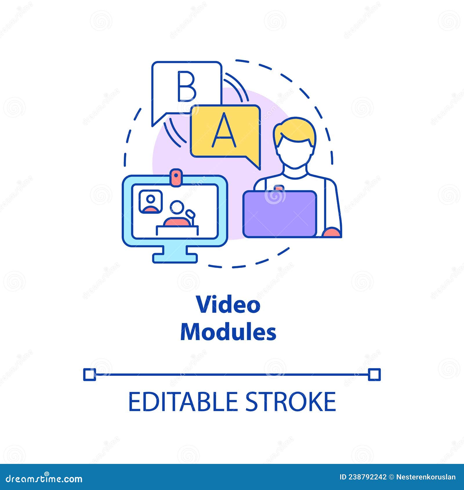 Video modules concept icon stock vector. Illustration of learning ...