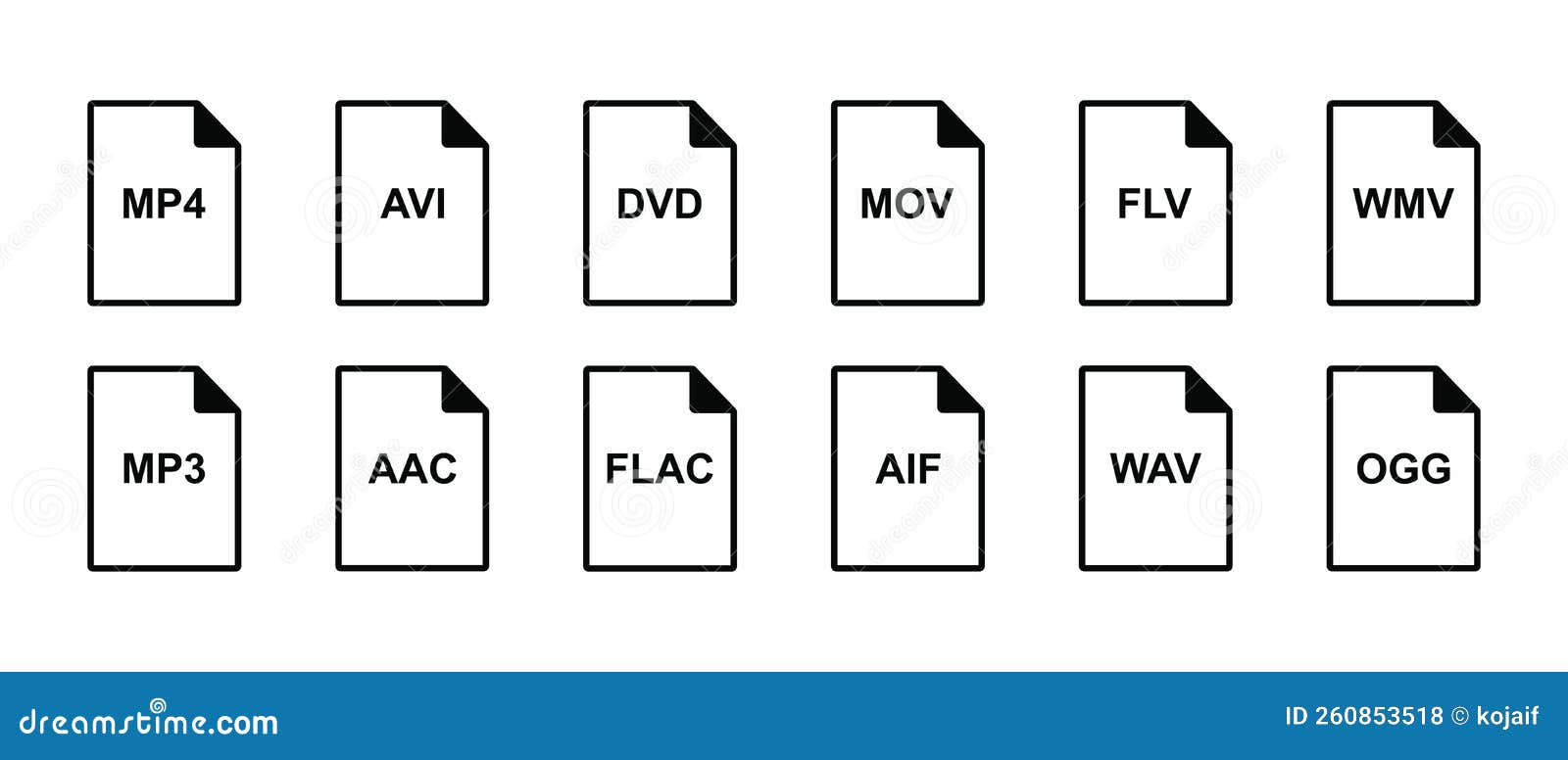 Video and Music File Formats Vector Icons Set. File Formats Symbol ...