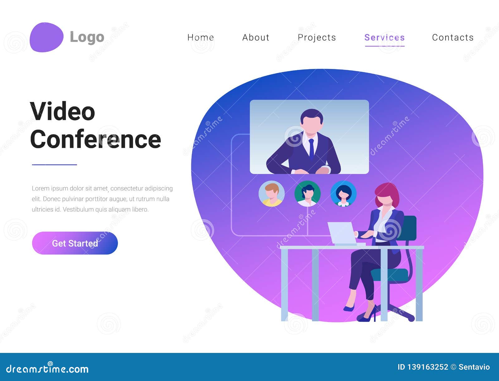 Video Online Chat Conference Flat Vector Illustrat Stock Vector ...