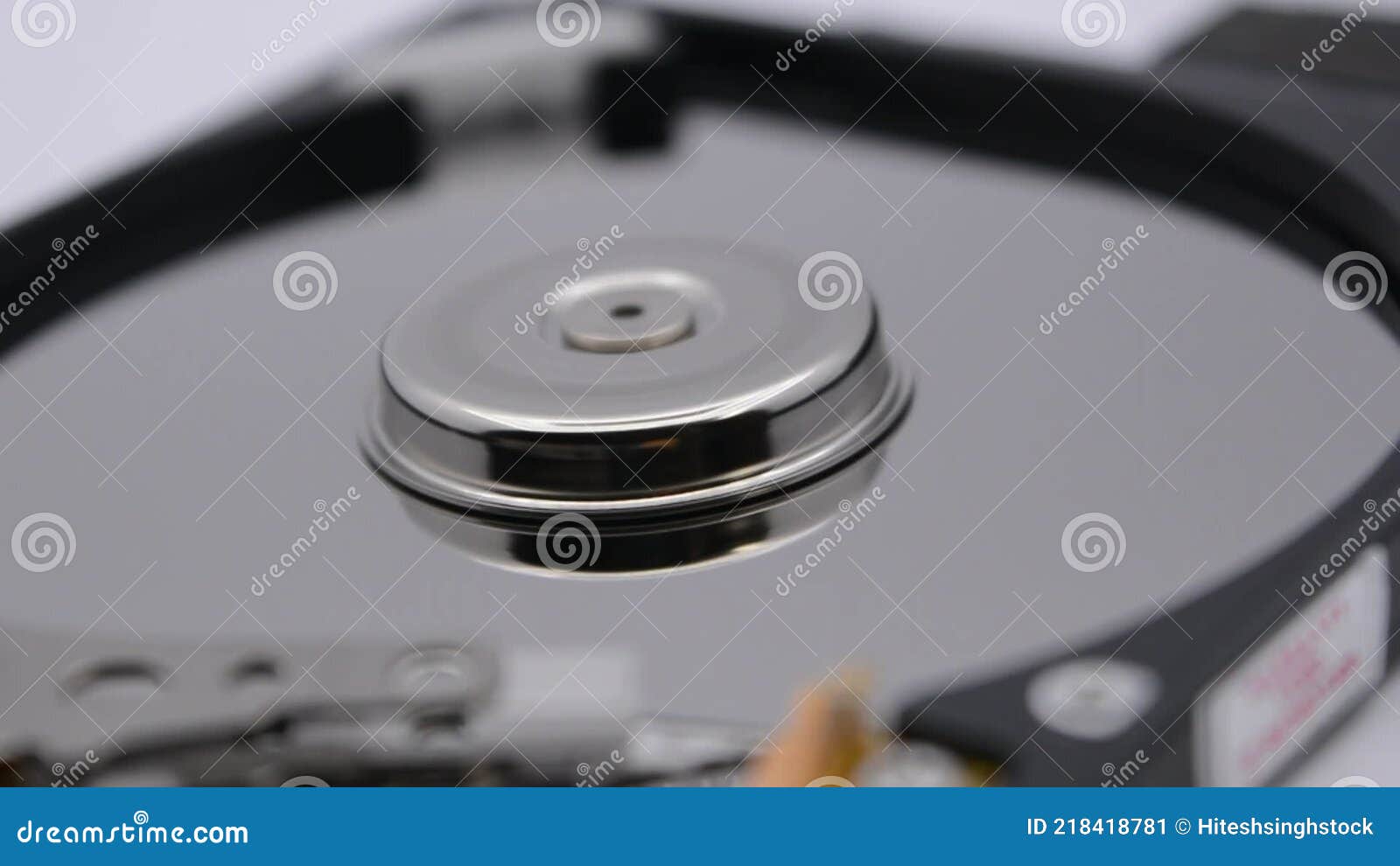 Video of Opened Hard Disk Drive with Spinning Platter. Close Up of a ...