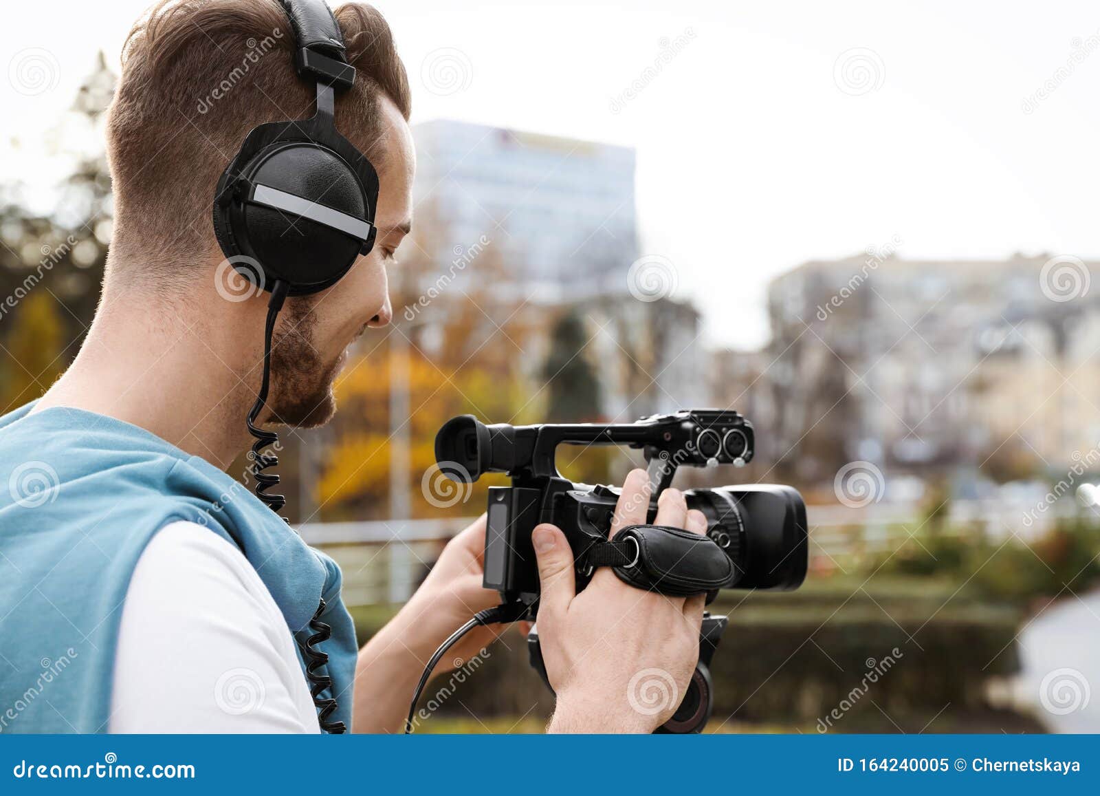Video Operator with Professional Camera Working Stock Image - Image of ...