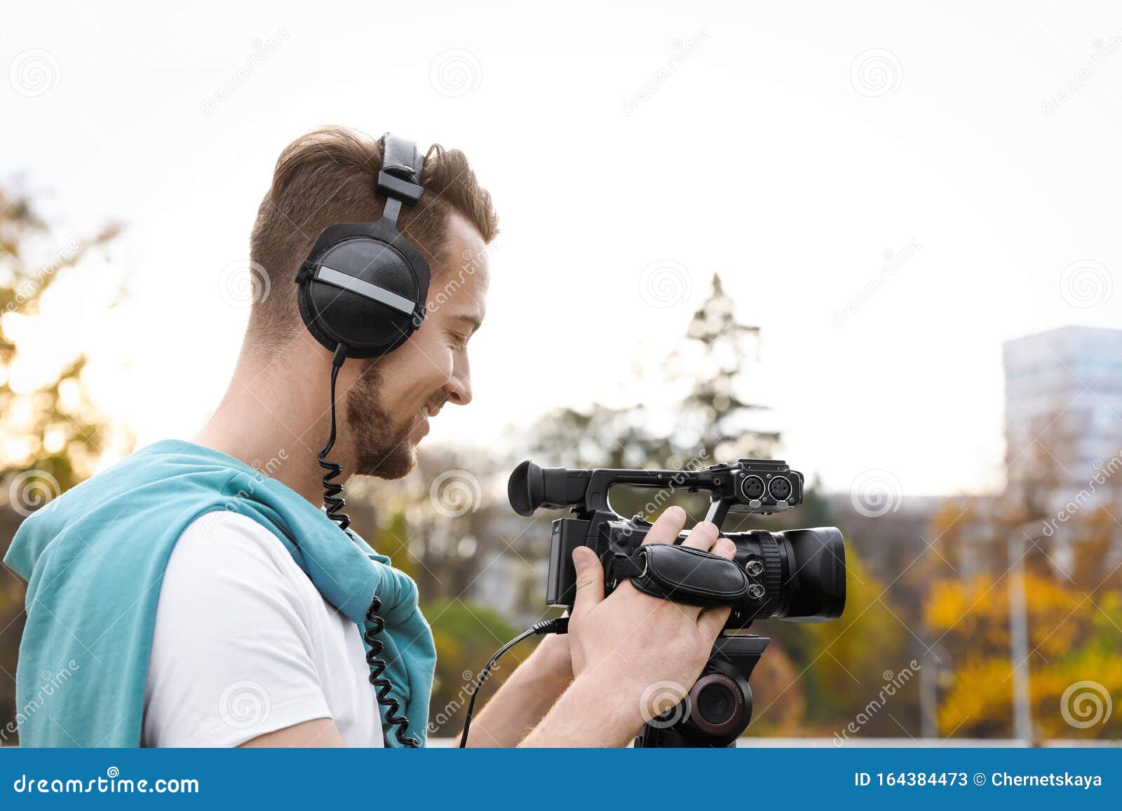 Video Operator with Professional Camera Working Stock Image - Image of ...