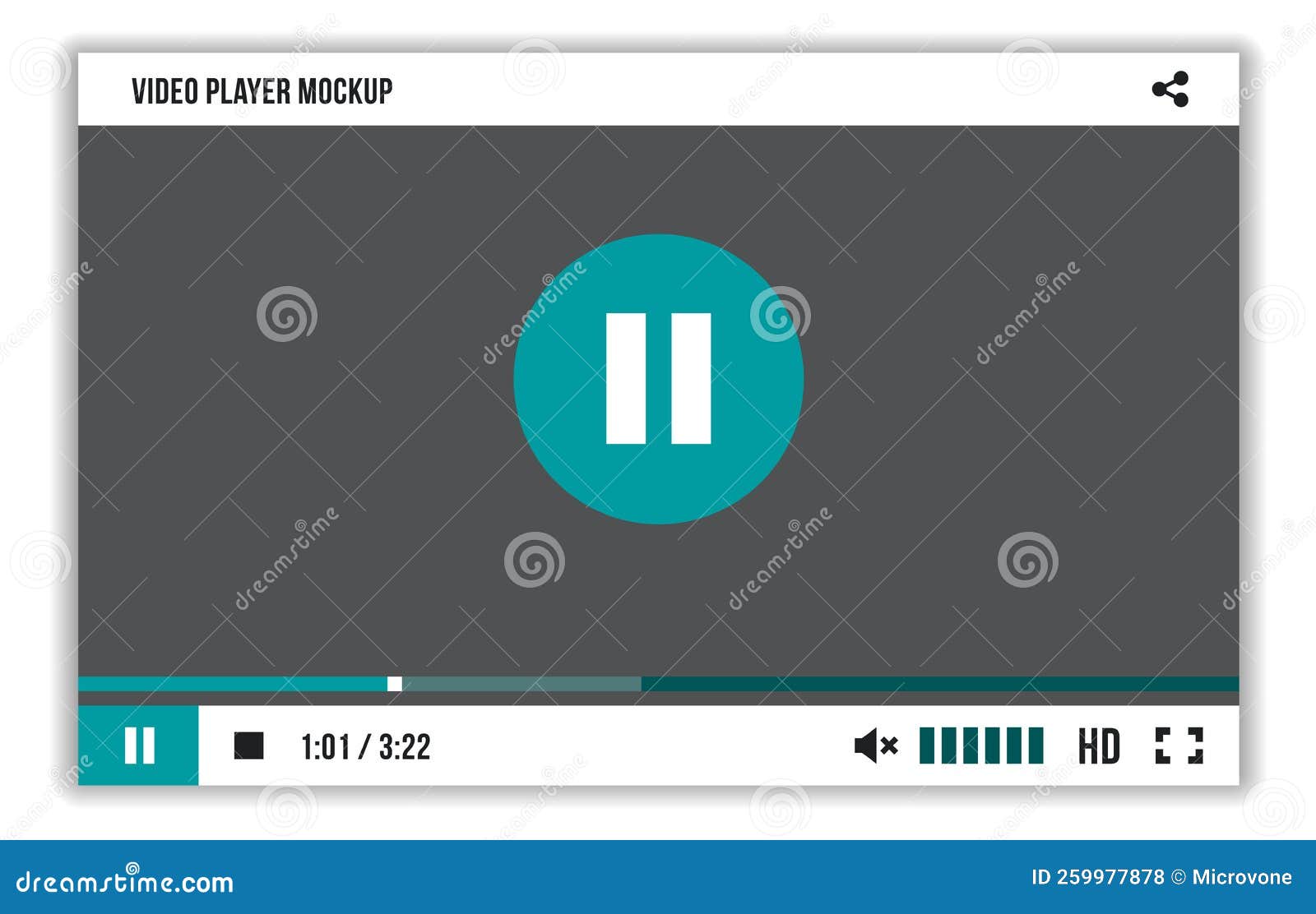 Video Pause Screen Interface. Media App Bar Mockup Stock Vector ...
