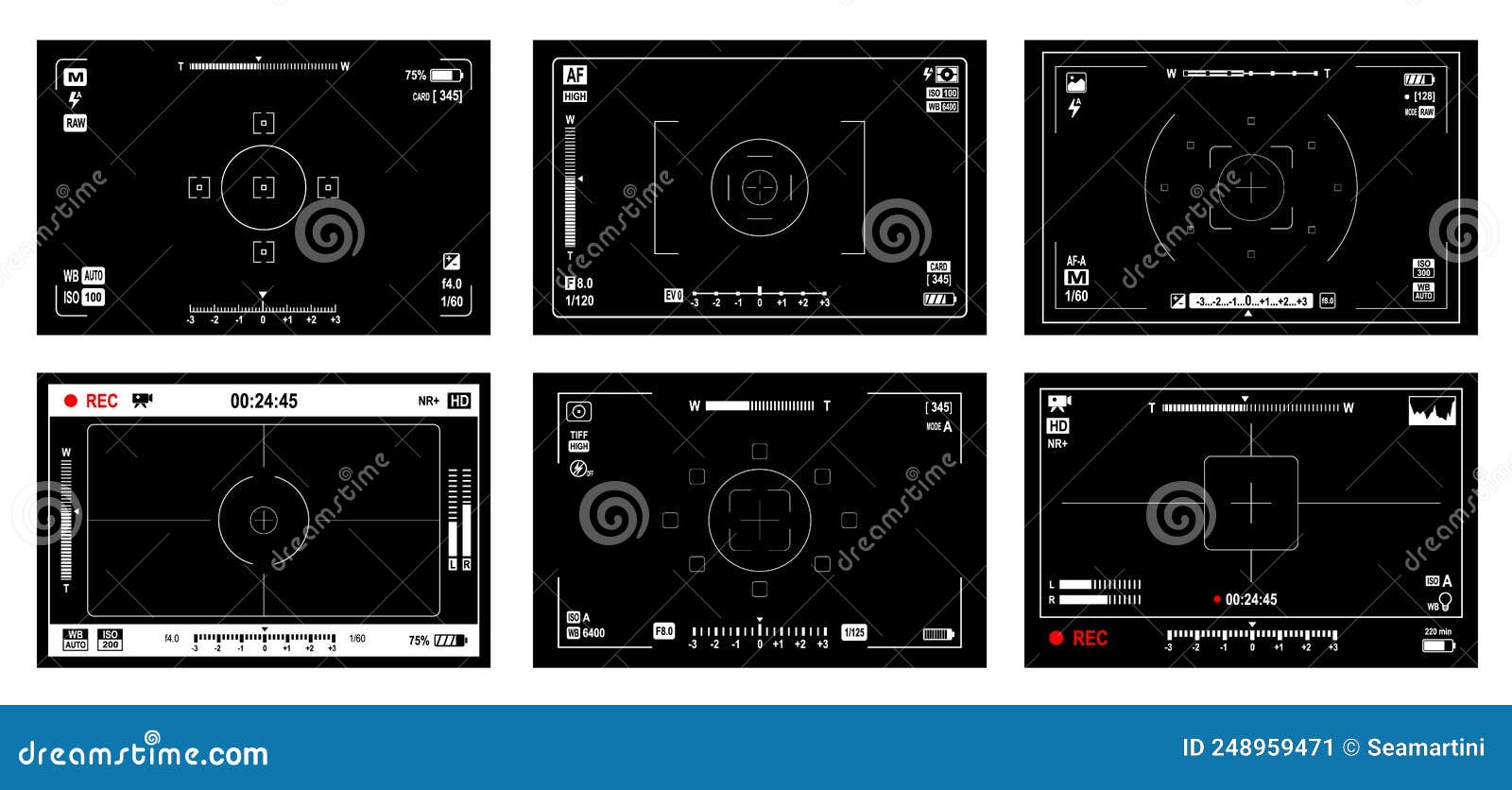 Video and Photo Camera Viewfinder Screen Frames Stock Vector ...
