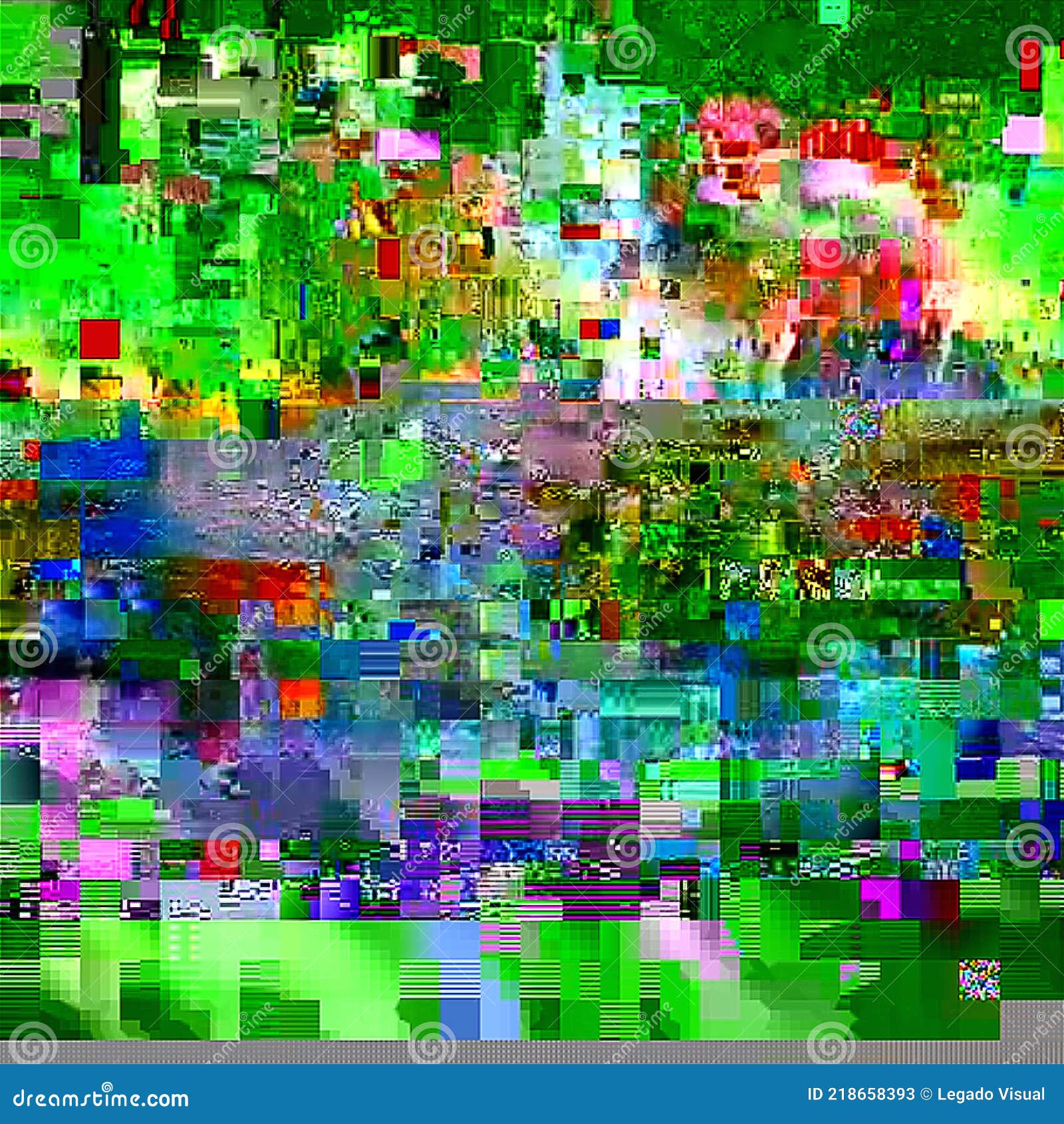Video Pixel RGB Glitch Error Effect Stock Image - Image of blue ...
